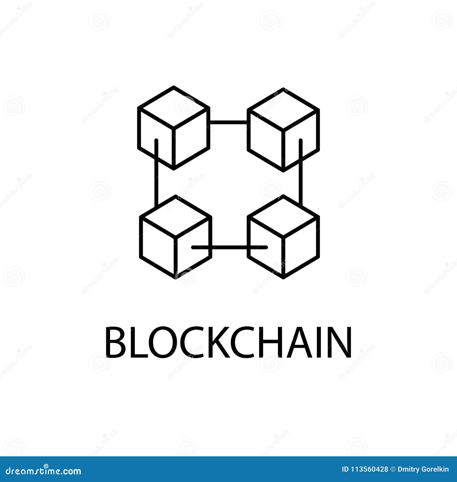 Icono Del Vector De Blockchain Ilustración del Vector - Ilustración de cuadrado, contorno: 113560428