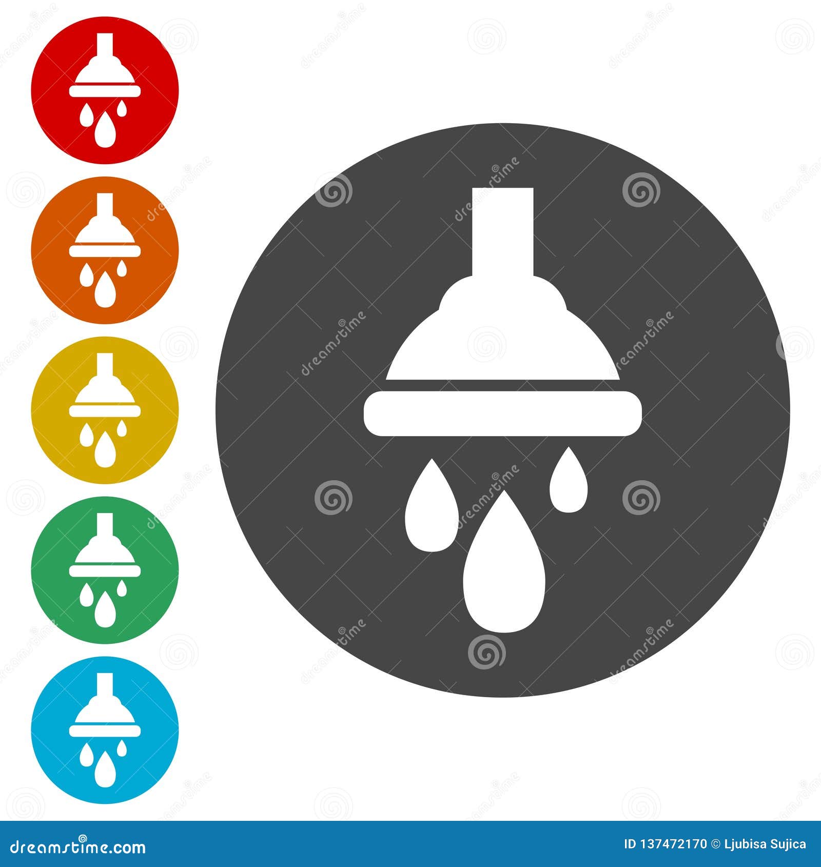 Icono Del Vector De La Ducha, Solo Icono Plano Ilustración del Vector ...