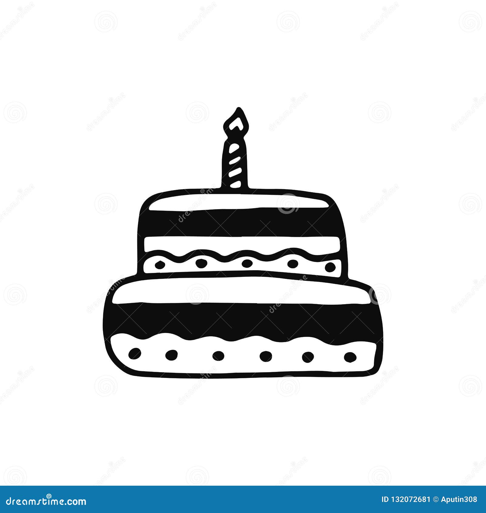 Icono Del Vector De La Silueta De La Torta Objeto Aislado Ilustración ...