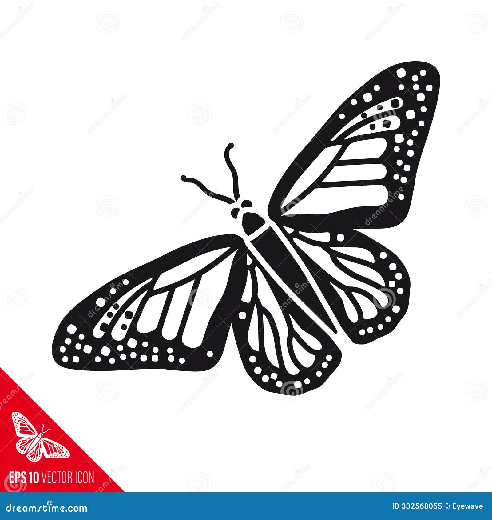Icono Del Vector De Mariposa De Monarca Occidental Ilustración del ...