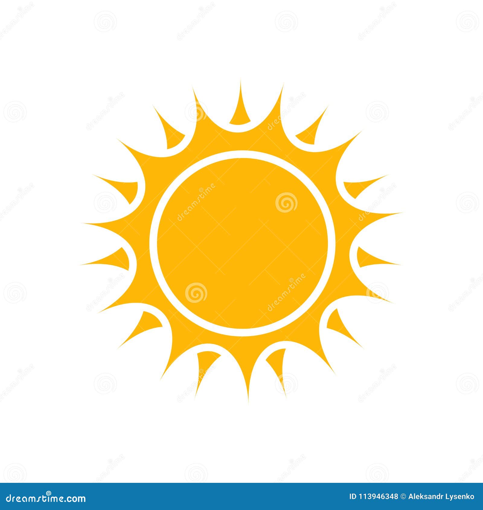 Icono Del Vector De Sun Ejemplo De La Sol Del Verano En Blanco Aislado ...