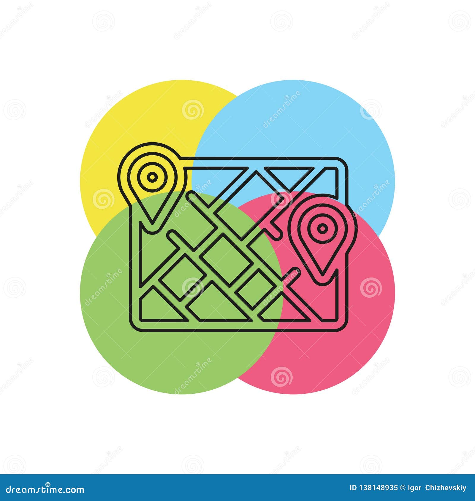 Icono del vector del mapa stock de ilustración. Ilustración de lugar ...