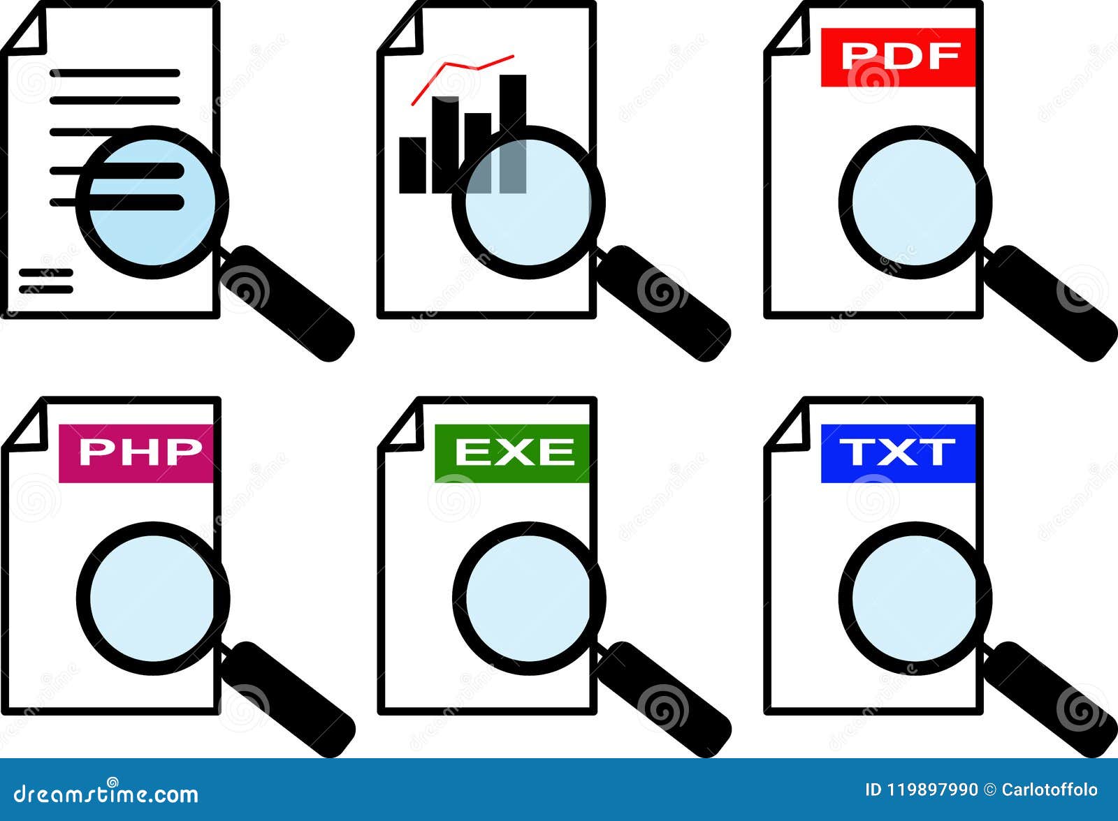 Icono Fijado - Lupa En Los Documentos 01 Ilustración del Vector ...
