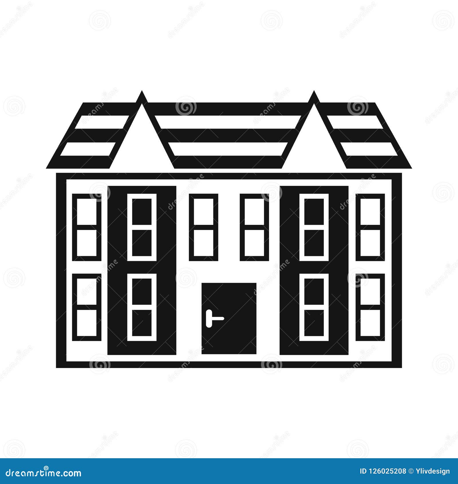 Icono Grande De La Casa De Dos Pisos, Estilo Simple Stock de ...