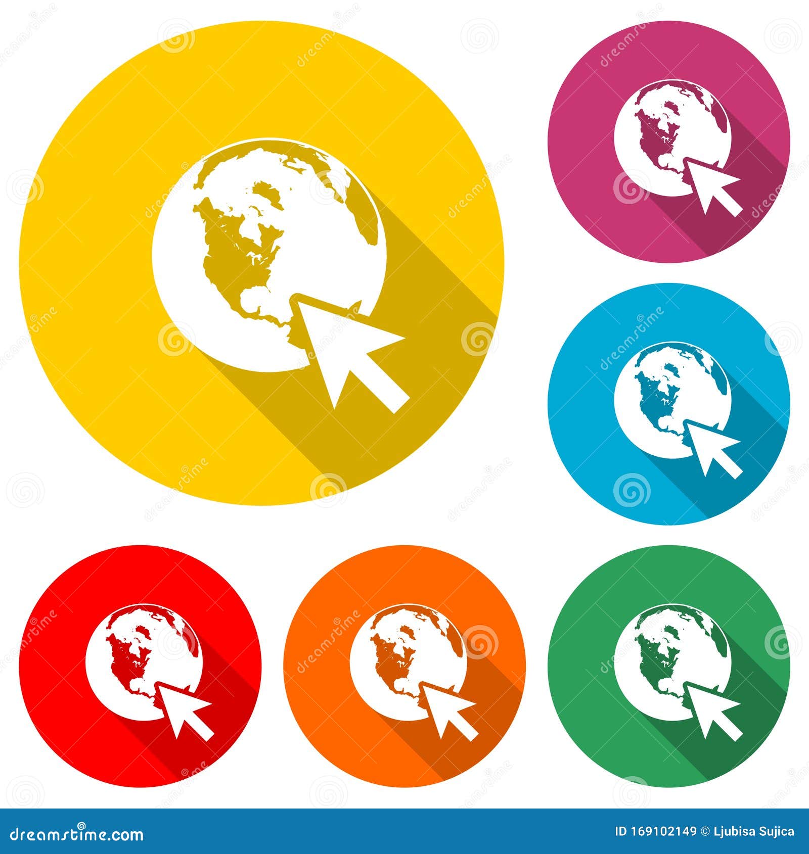 Icono Ir a Web Aislado Con Sombra Larga Ilustración del Vector ...