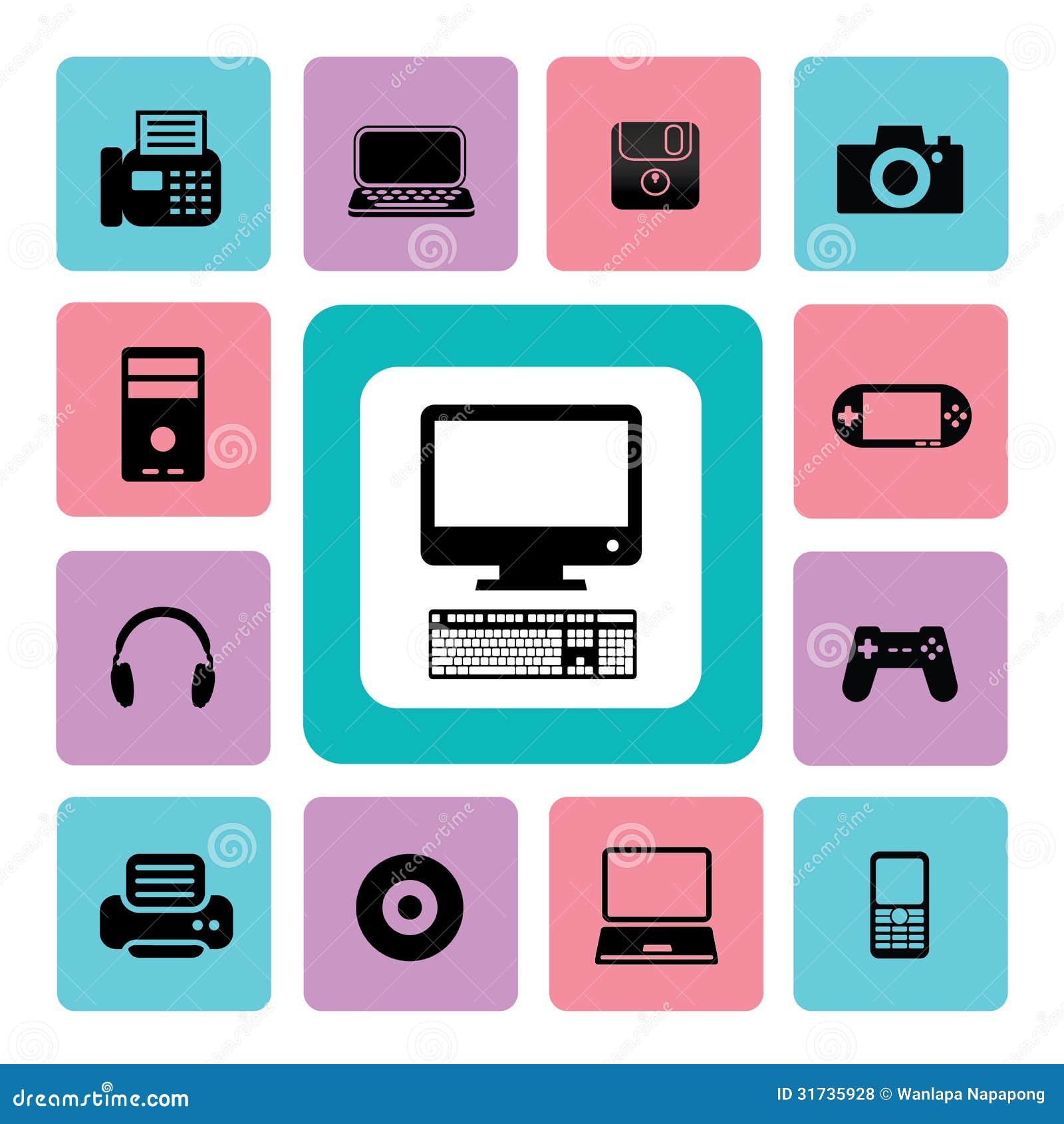 Icono las TIC stock de ilustración. Ilustración de monitor - 31735928