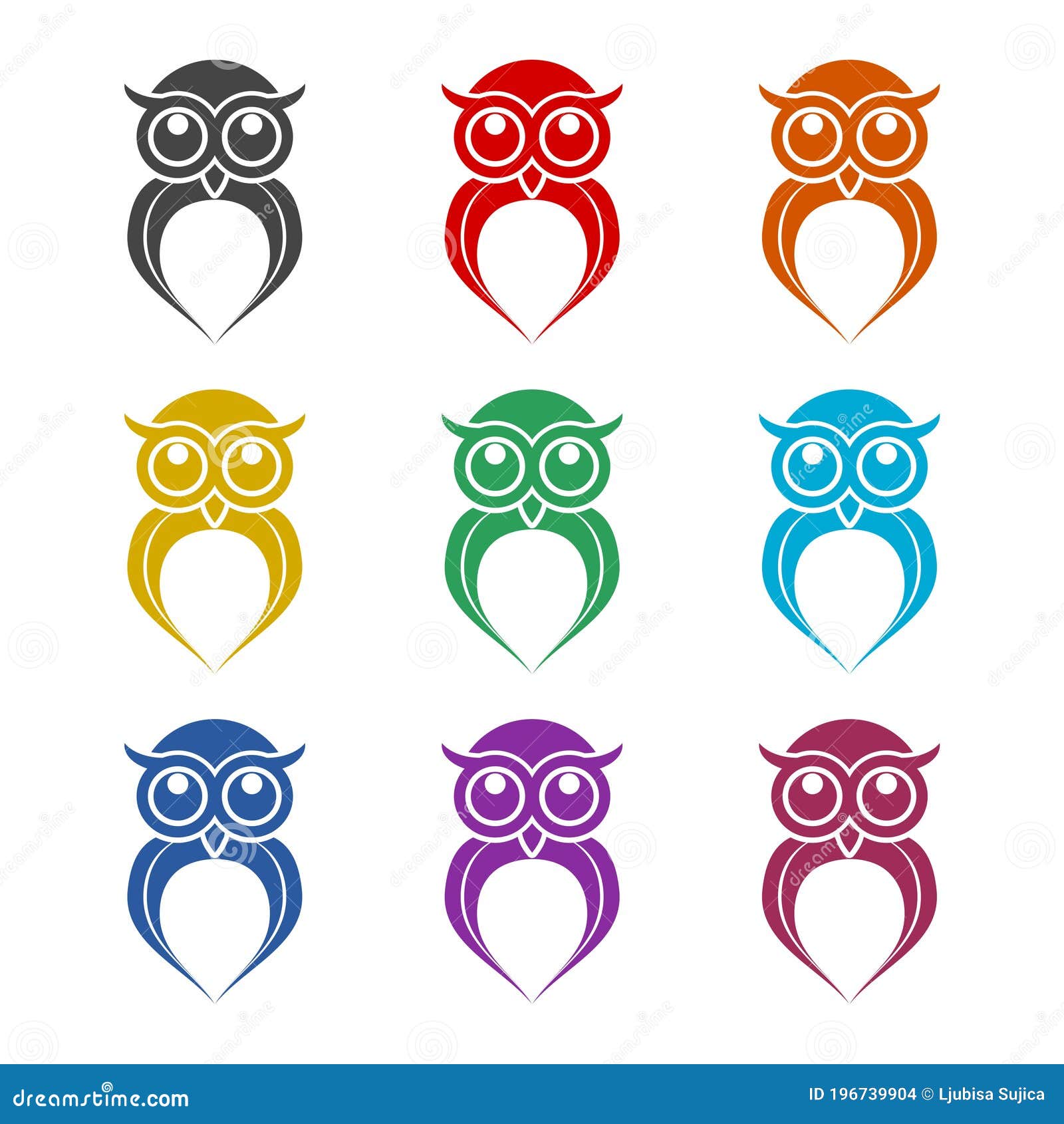 Icono Lechuza Simple, Conjunto De Colores Ilustración del Vector ...