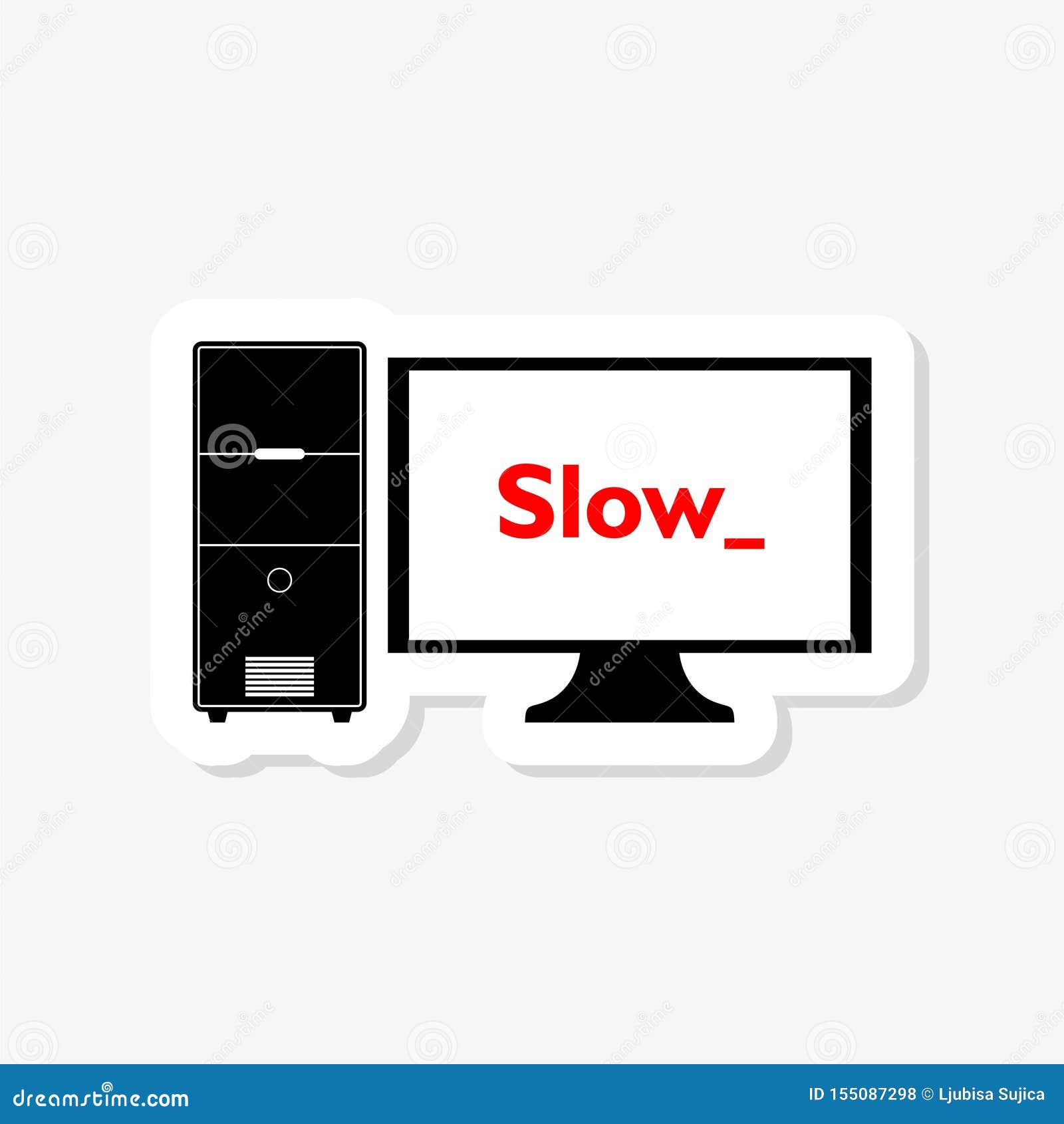 Icono Lento De La Etiqueta Engomada De La PC Ilustración del Vector ...