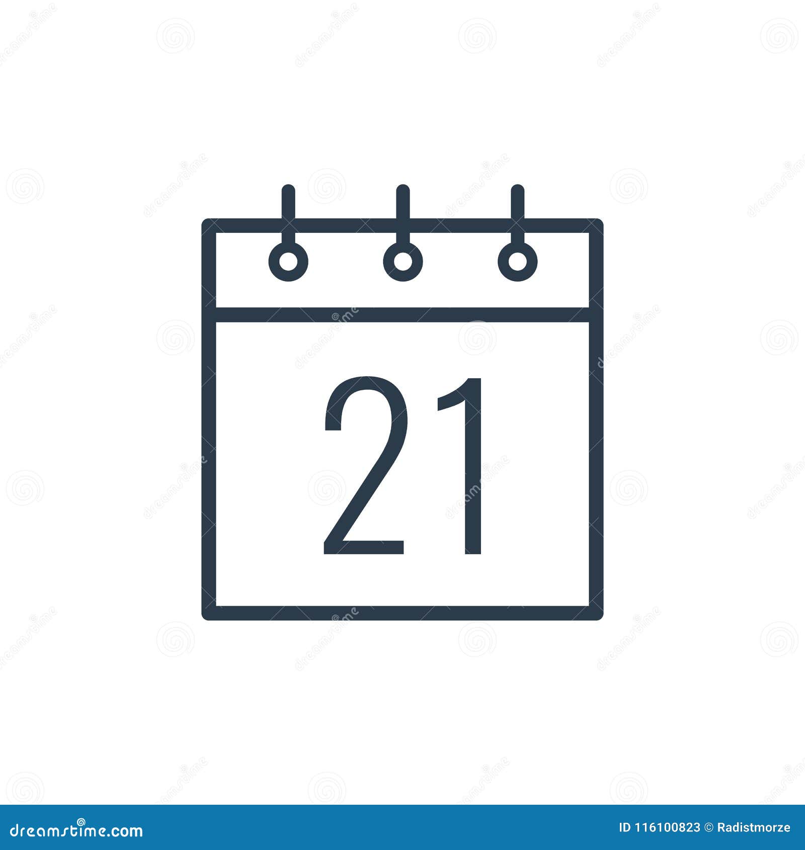 Icono Linear Del Vigésimo Primer Día Del Calendario Stock de ...