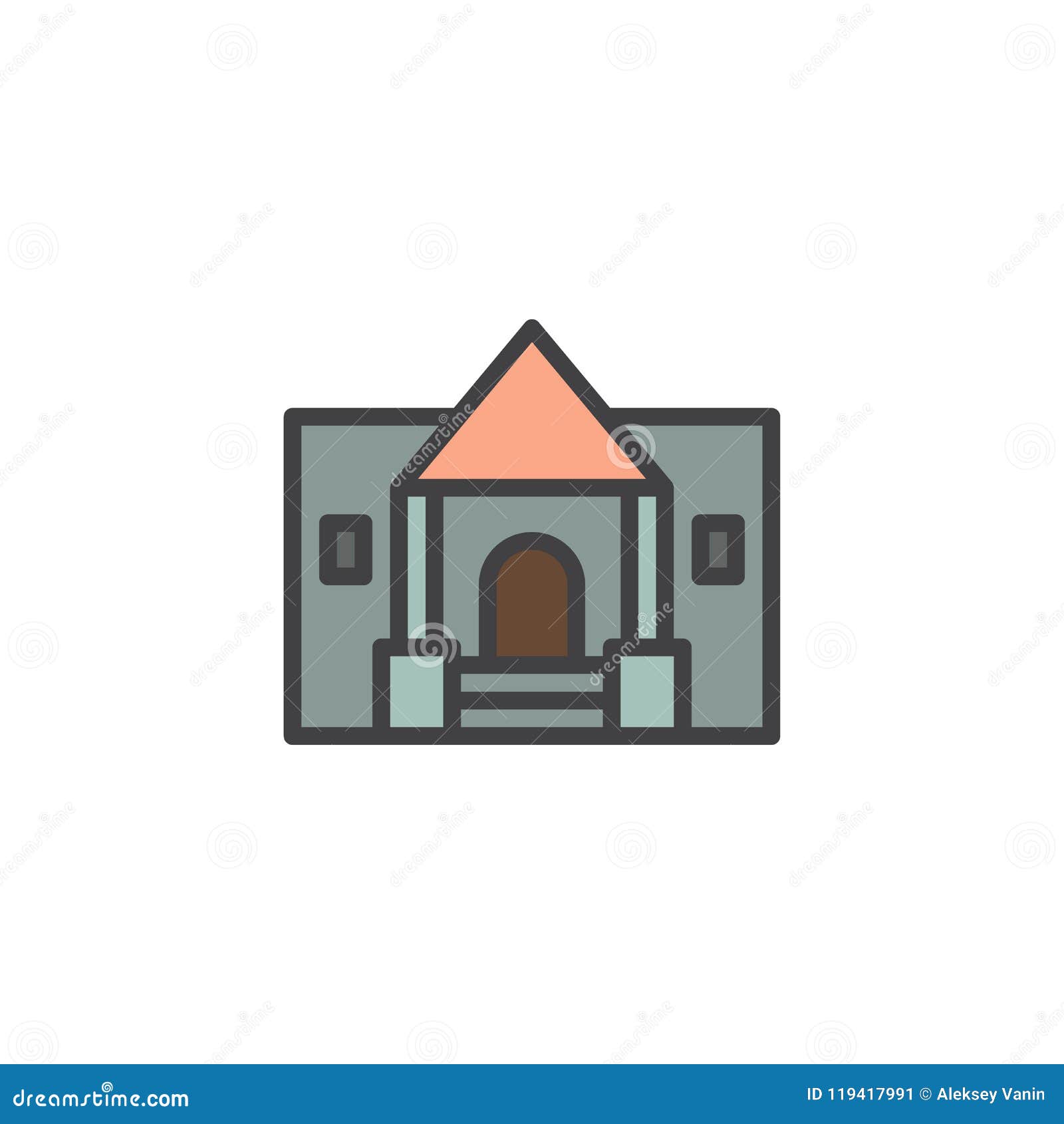 Icono Llenado Edificio Del Esquema Del Museo Ilustración del Vector ...