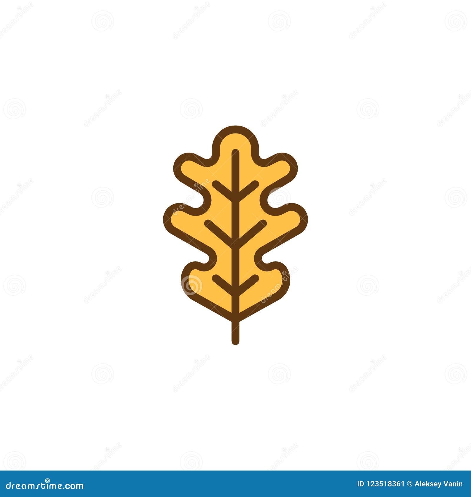 Icono Llenado Hoja Del Esquema Del Roble Ilustración del Vector ...