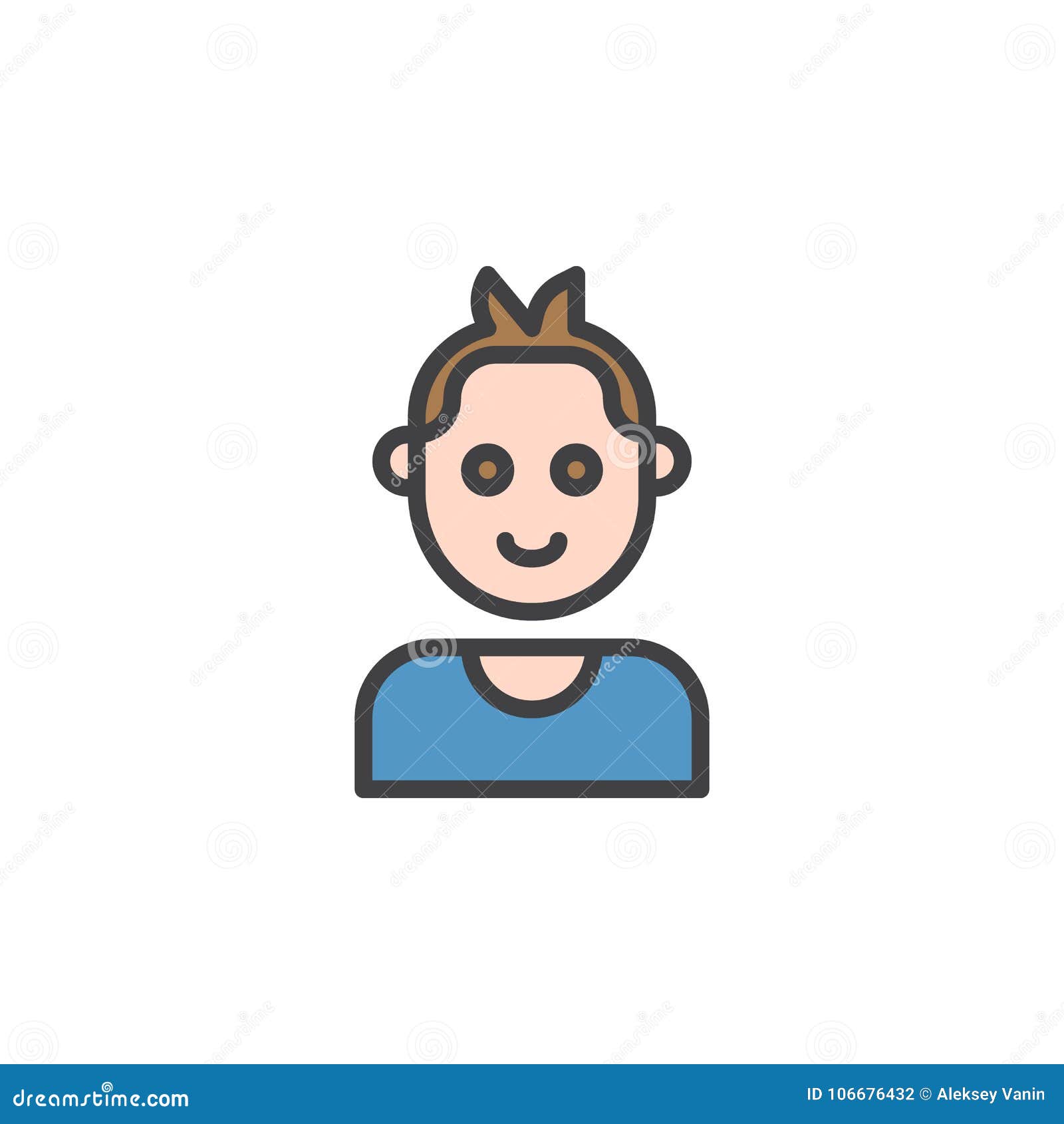 Icono Llenado Muchacho Joven Del Esquema Ilustración del Vector ...