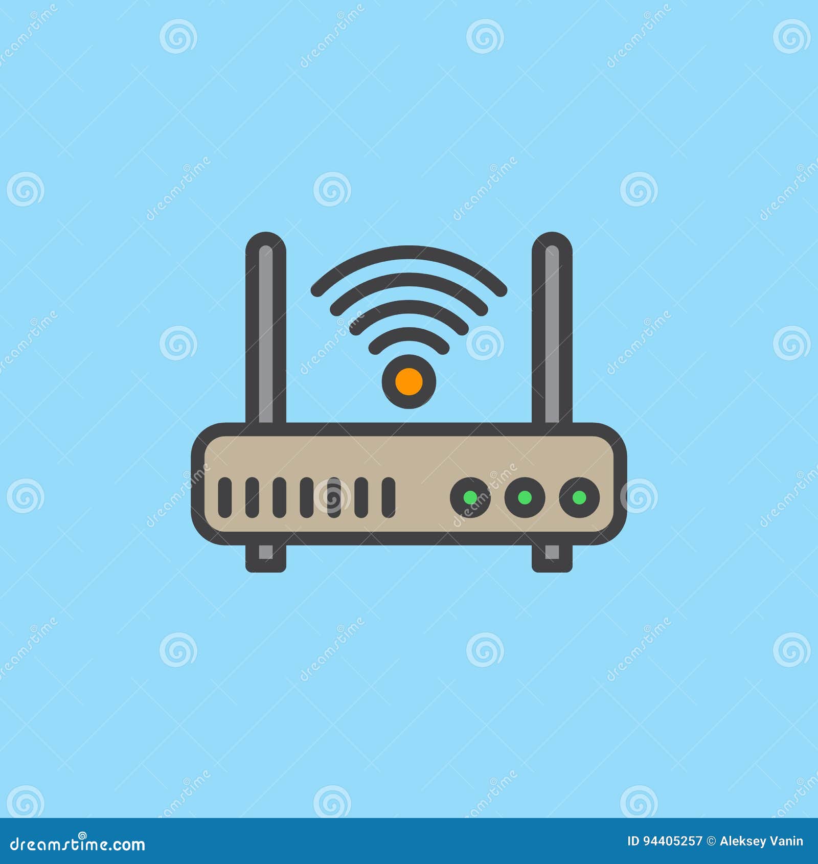 Icono Llenado Router Del Esquema De Internet De Wifi Ilustración del ...