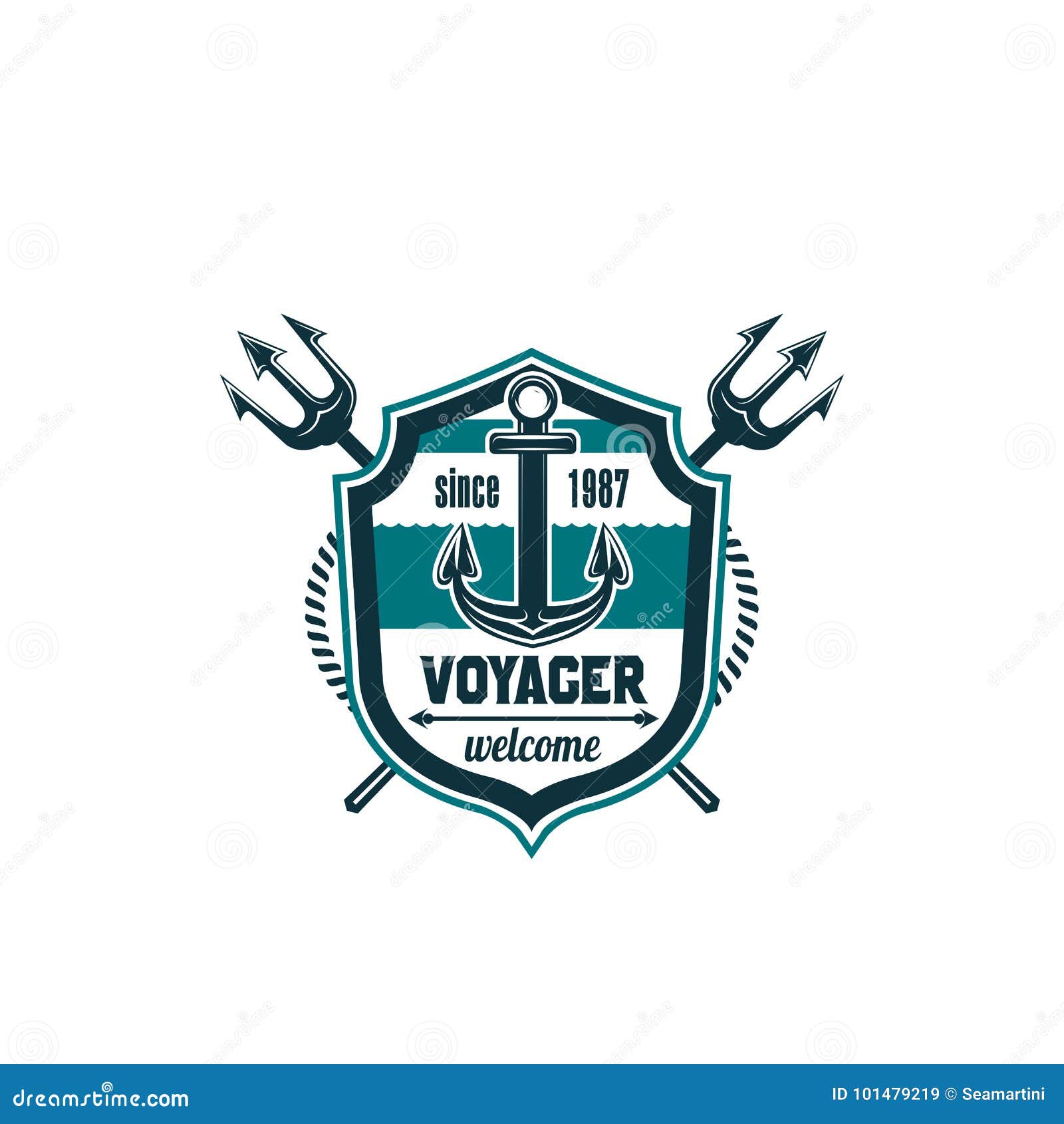 Icono Marino Del Vector Del Tridente Del Ancla Del Navegante ...