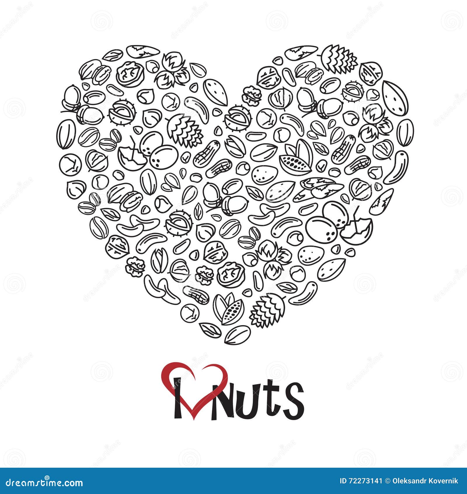 Icono Nuts como corazón ilustración del vector. Ilustración de insignia ...