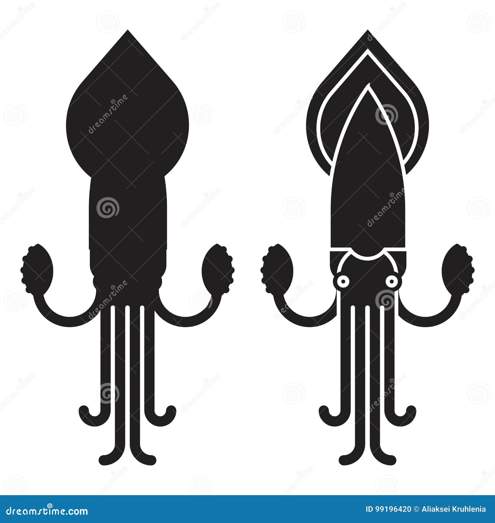 Icono O Logo Template Del Vector Del Calamar Gigante Ilustración del ...