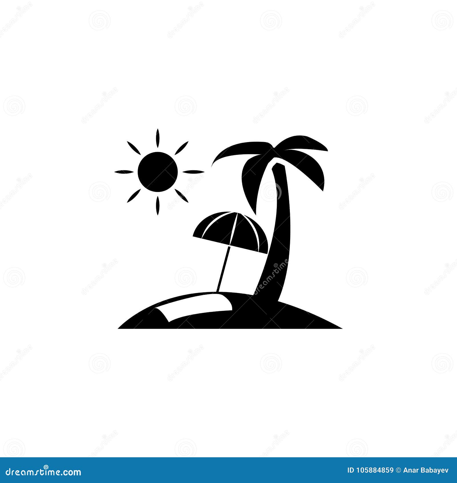 Icono plano de la playa ilustración del vector. Ilustración de cubierta ...