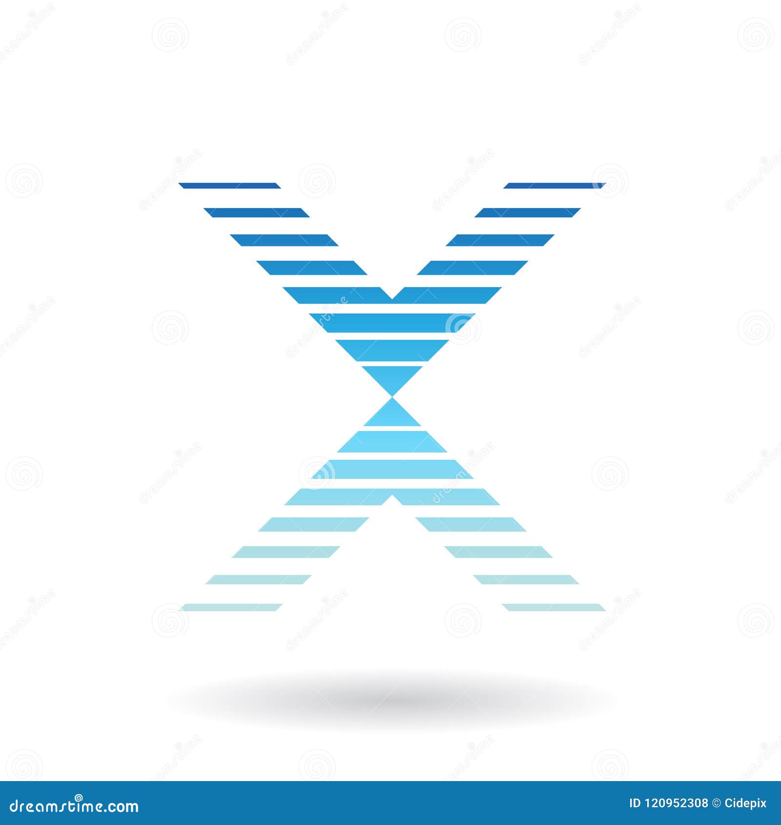 Icono Rayado Azul Para El Ejemplo Del Vector De La Letra X Ilustración ...