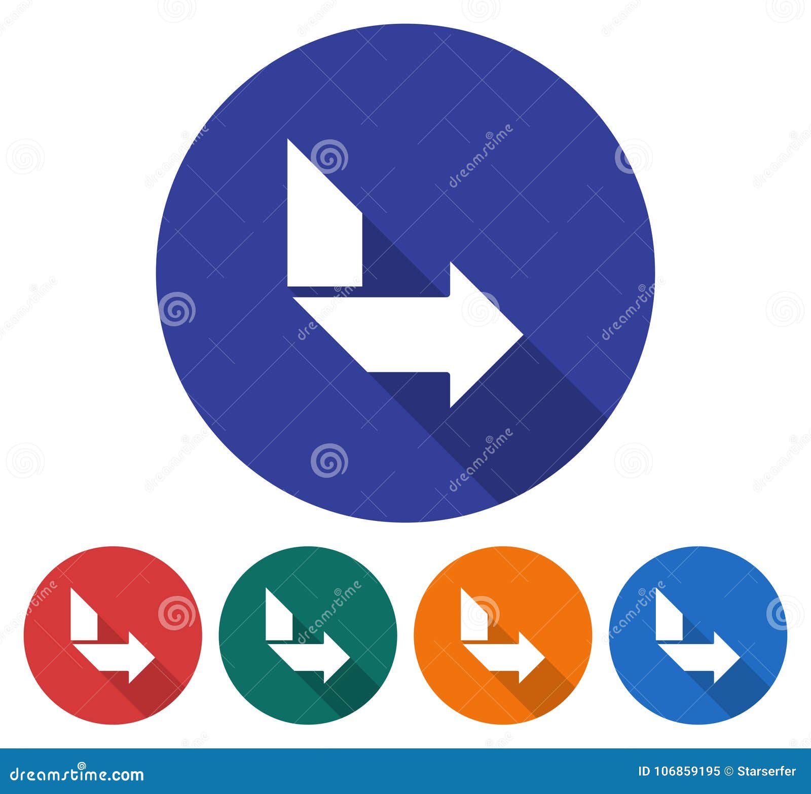 Icono Redondo De La Flecha Ortogonal Curvada Ilustración del Vector ...
