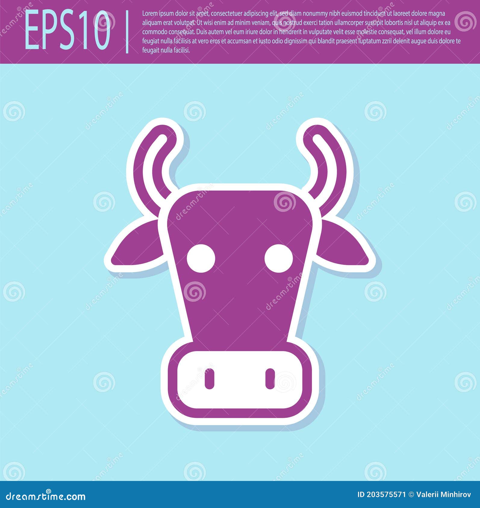 Icono Retro De Vaca Morada Aislado En Fondo Turquesa. Vector ...