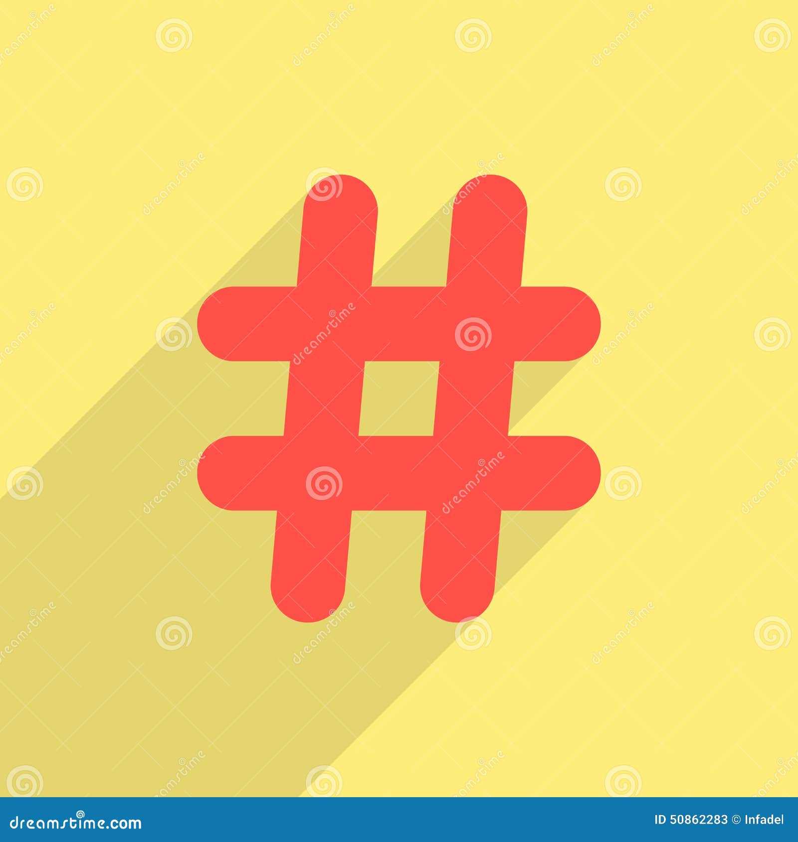 Icono Rojo Del Hashtag Con La Sombra Larga Ilustración del Vector ...