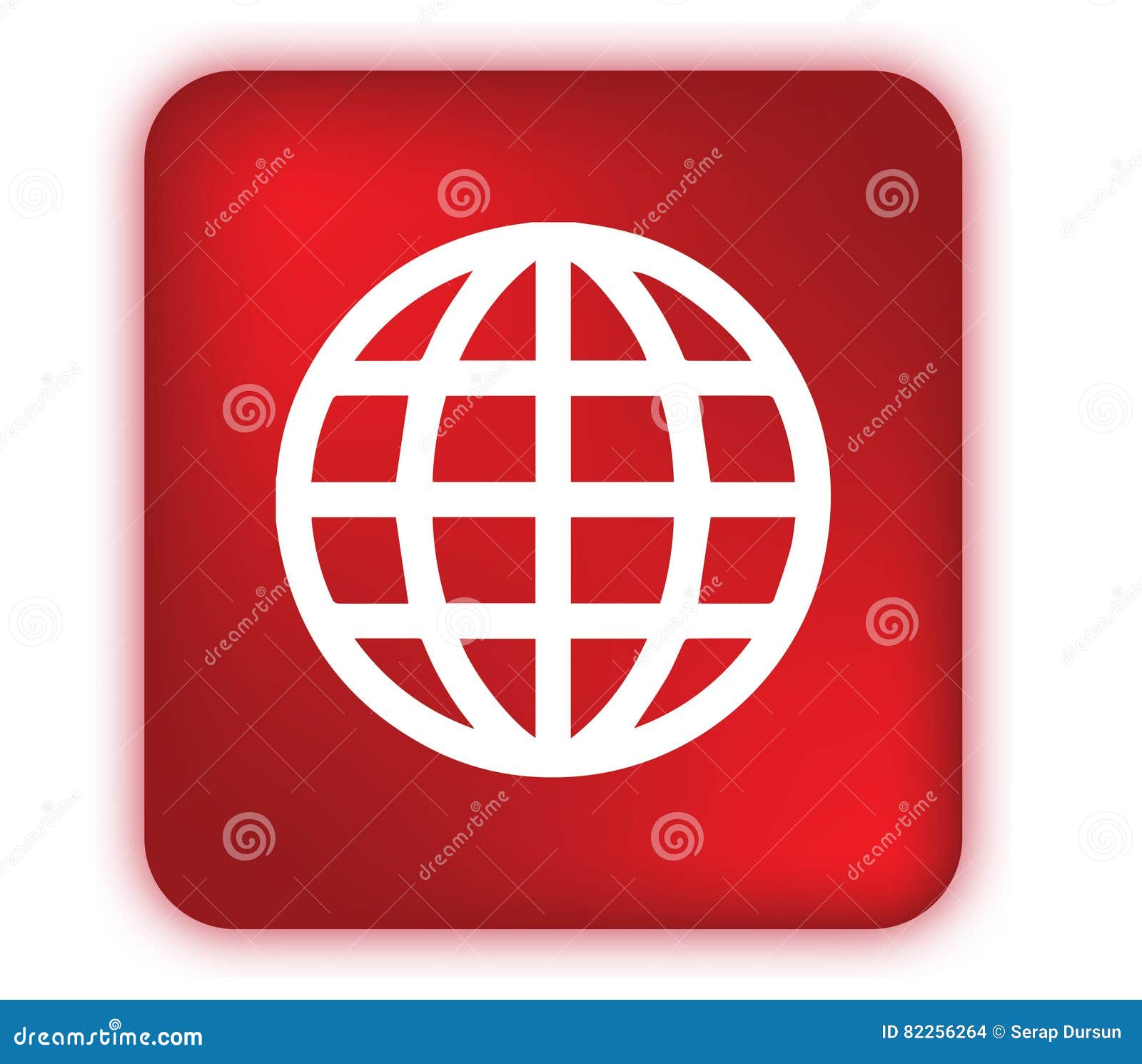 Icono rojo del mundo stock de ilustración. Ilustración de esfera - 82256264