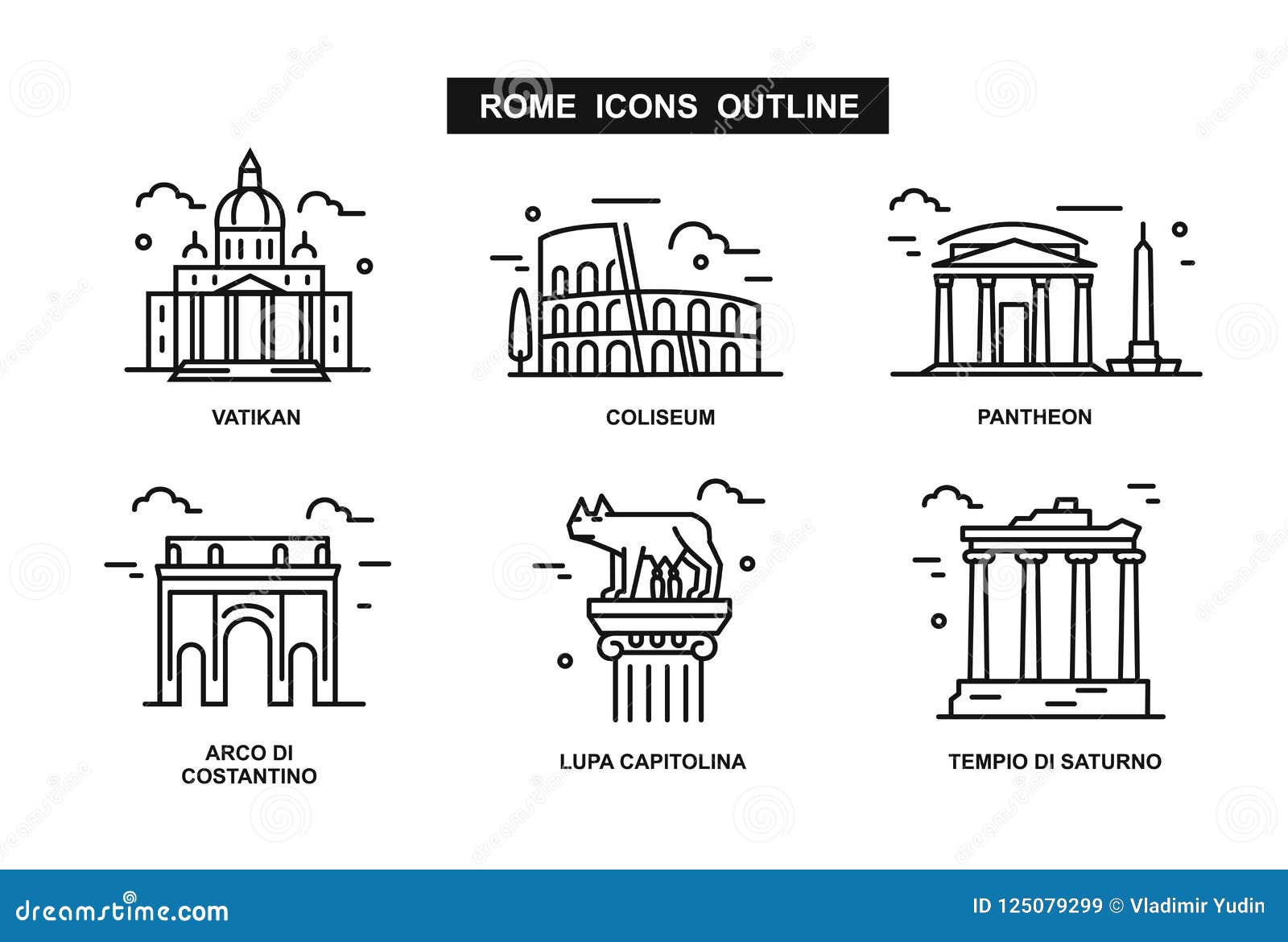 Icono Roma plana ilustración del vector. Ilustración de mundo - 125079299