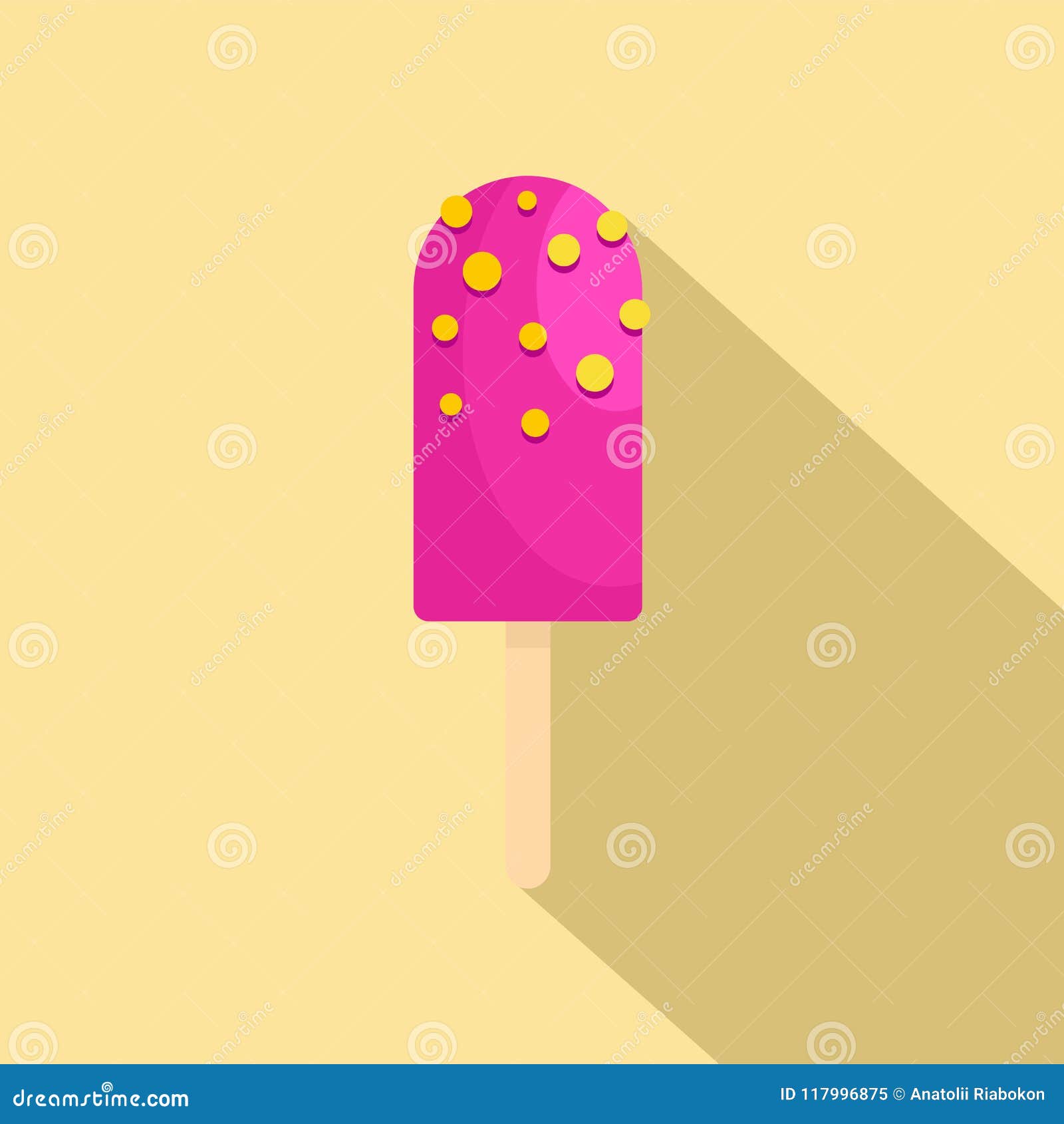 Icono Rosa Claro Del Helado, Estilo Plano Ilustración del Vector ...