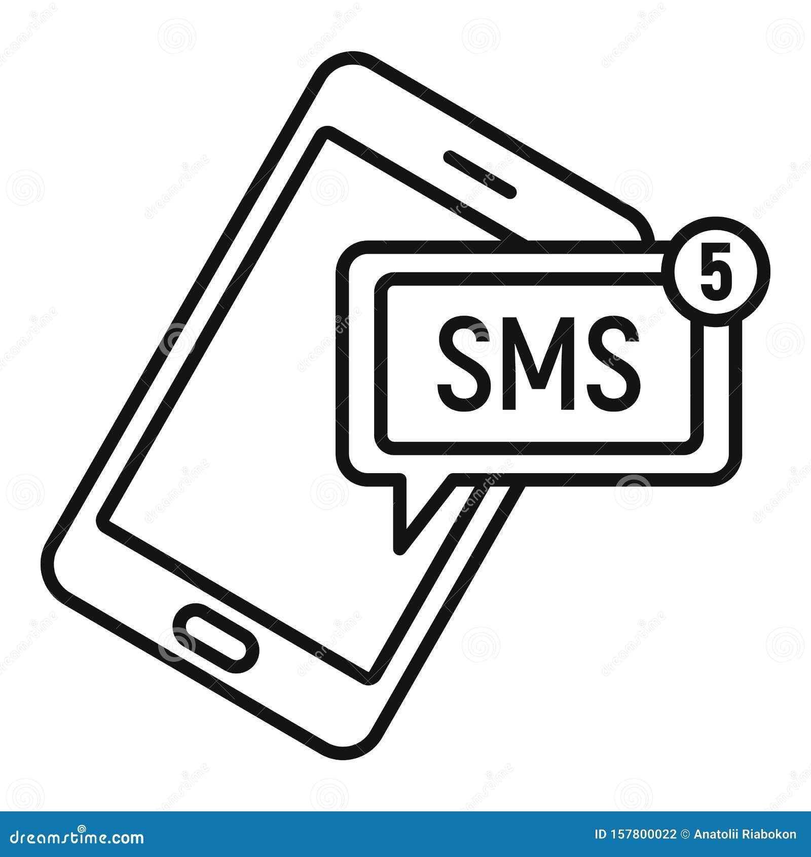 Icono Sms Smartphone, Estilo De Esquema Ilustración del Vector ...