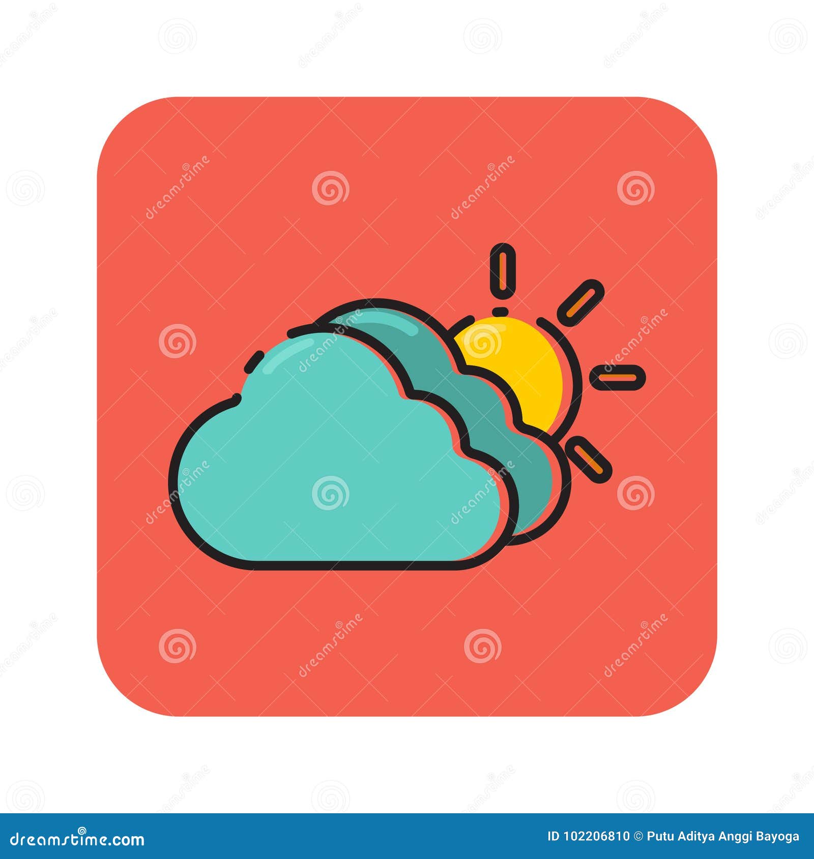 Icono Soleado Del Color Plano Ilustración del Vector - Ilustración de ...