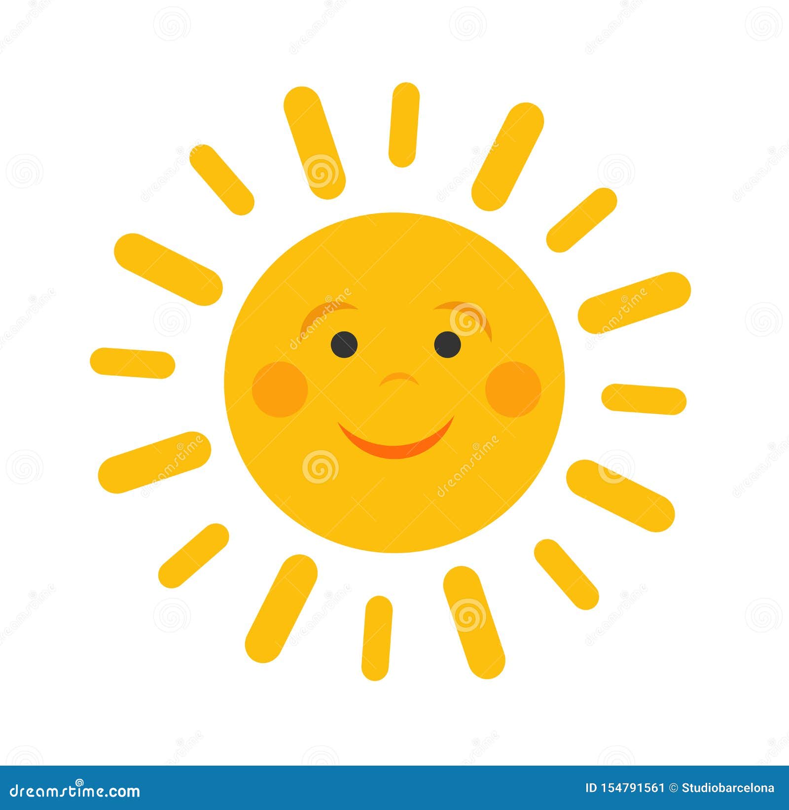 Icono sonriente del sol ilustración del vector. Ilustración de blanco ...