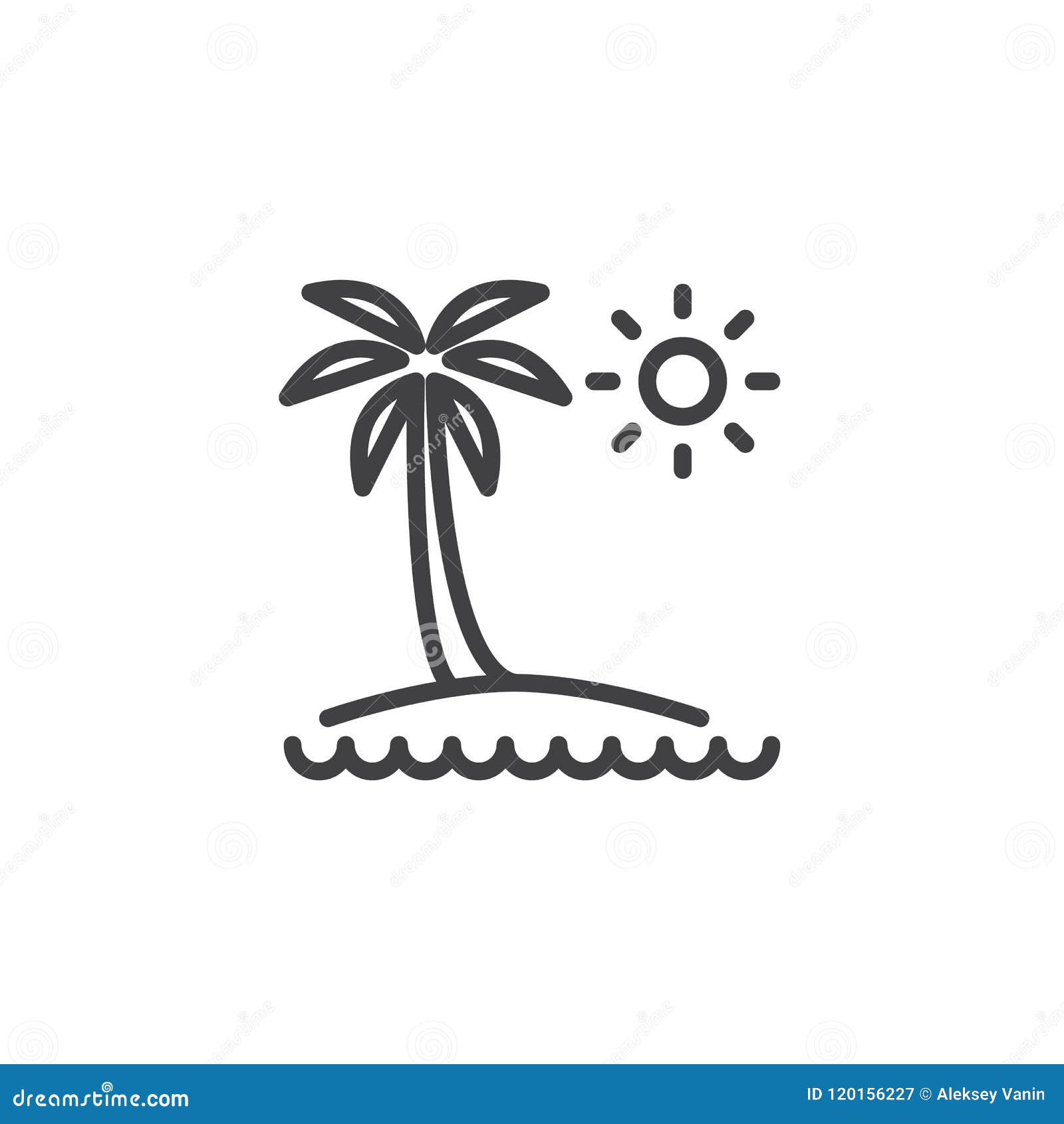 Icono Tropical Del Esquema De La Isla Ilustración del Vector ...