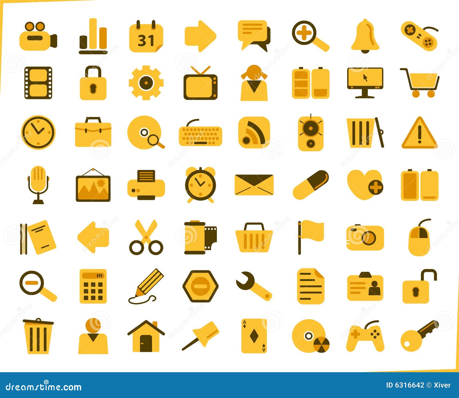 Iconos amarillos fotografía editorial. Ilustración de correo - 6316642