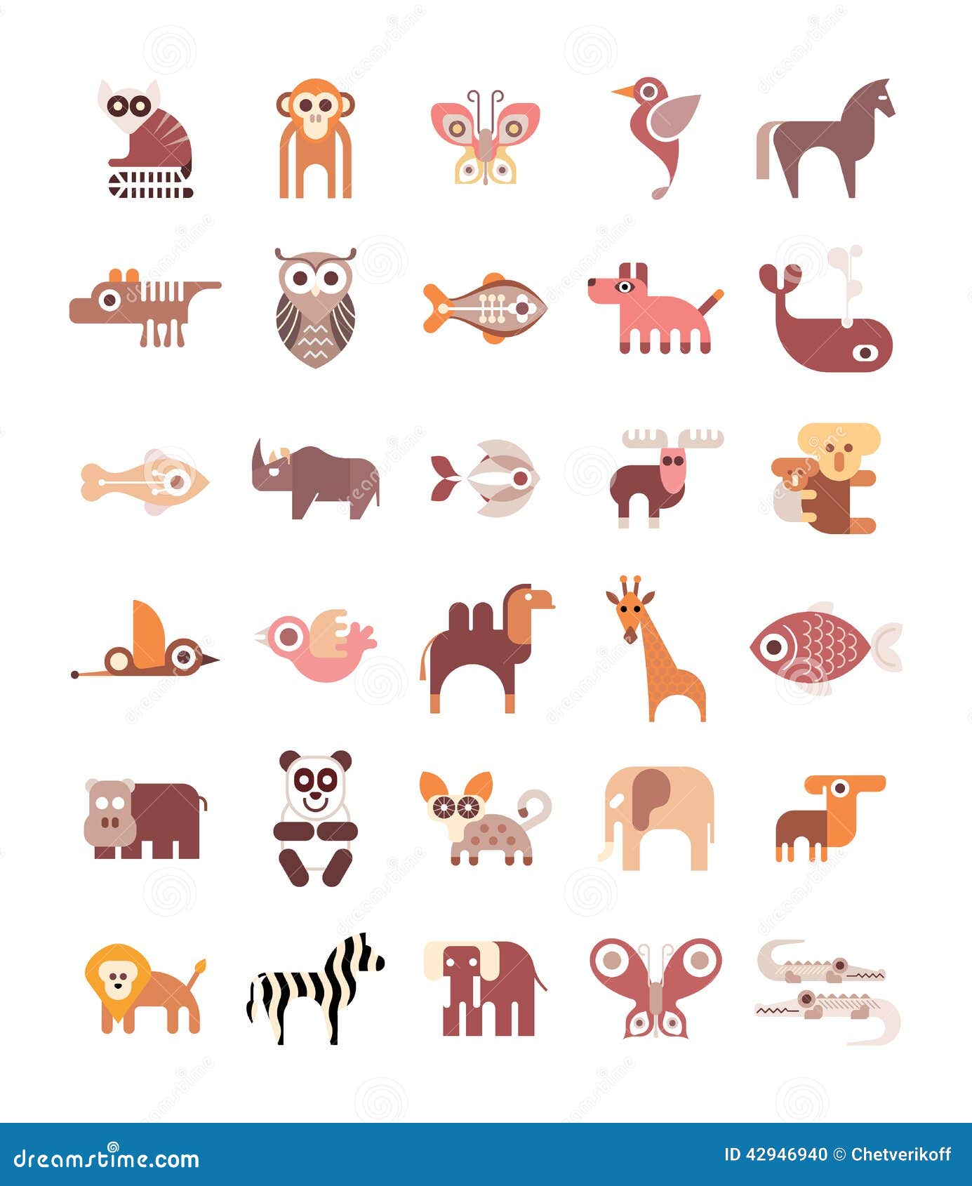 Iconos animales ilustración del vector. Ilustración de animal - 42946940