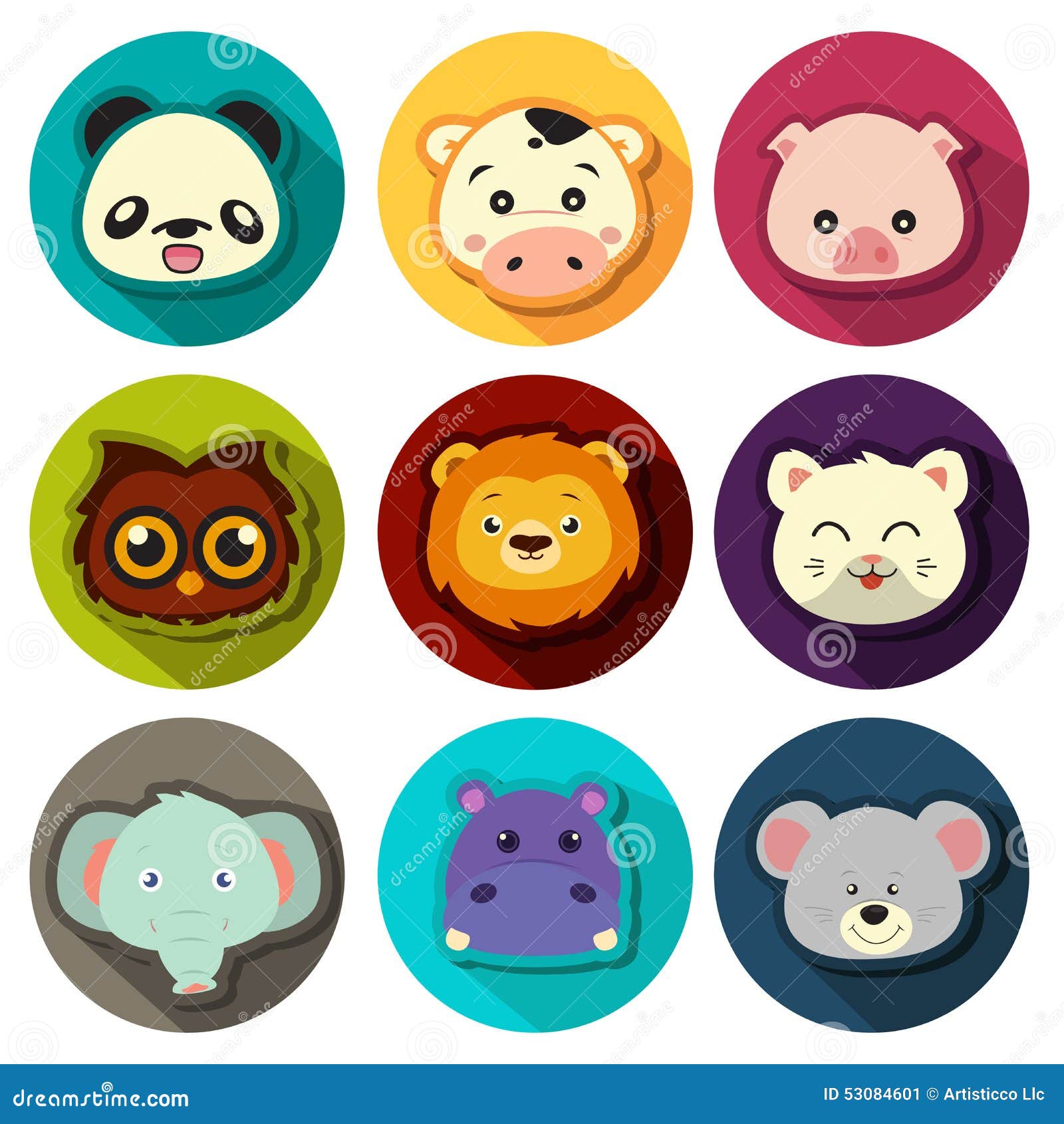 Iconos animales ilustración del vector. Ilustración de buho - 53084601