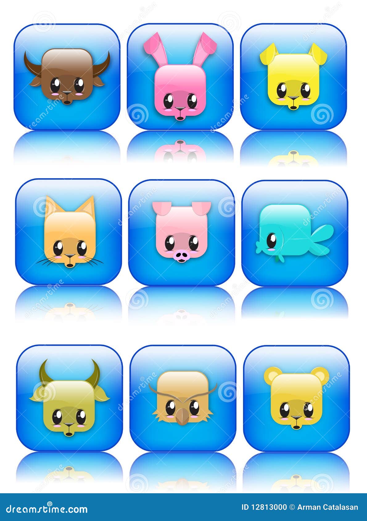 Iconos Animales Brillantes Lindos Ilustración del Vector - Ilustración ...