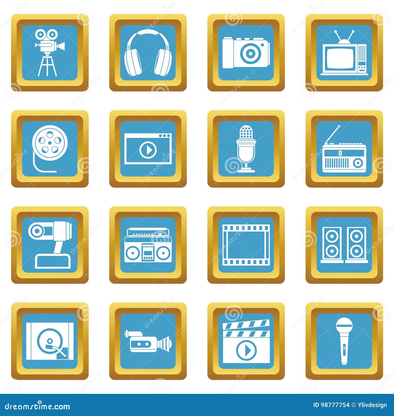 Iconos Audios Y Video Azules Ilustración del Vector - Ilustración de ...