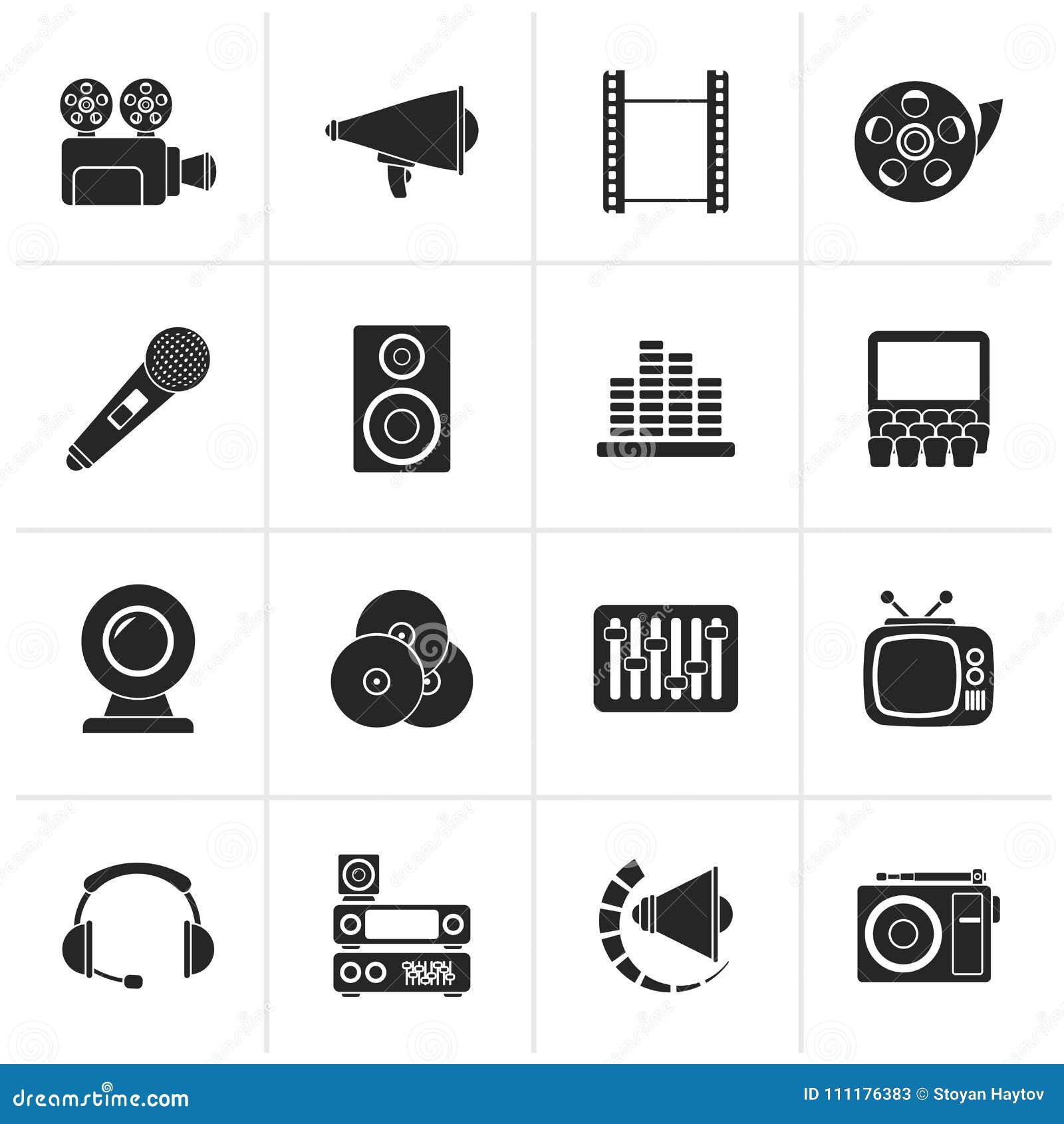 Iconos Audios Y Video Negros Ilustración del Vector - Ilustración de ...