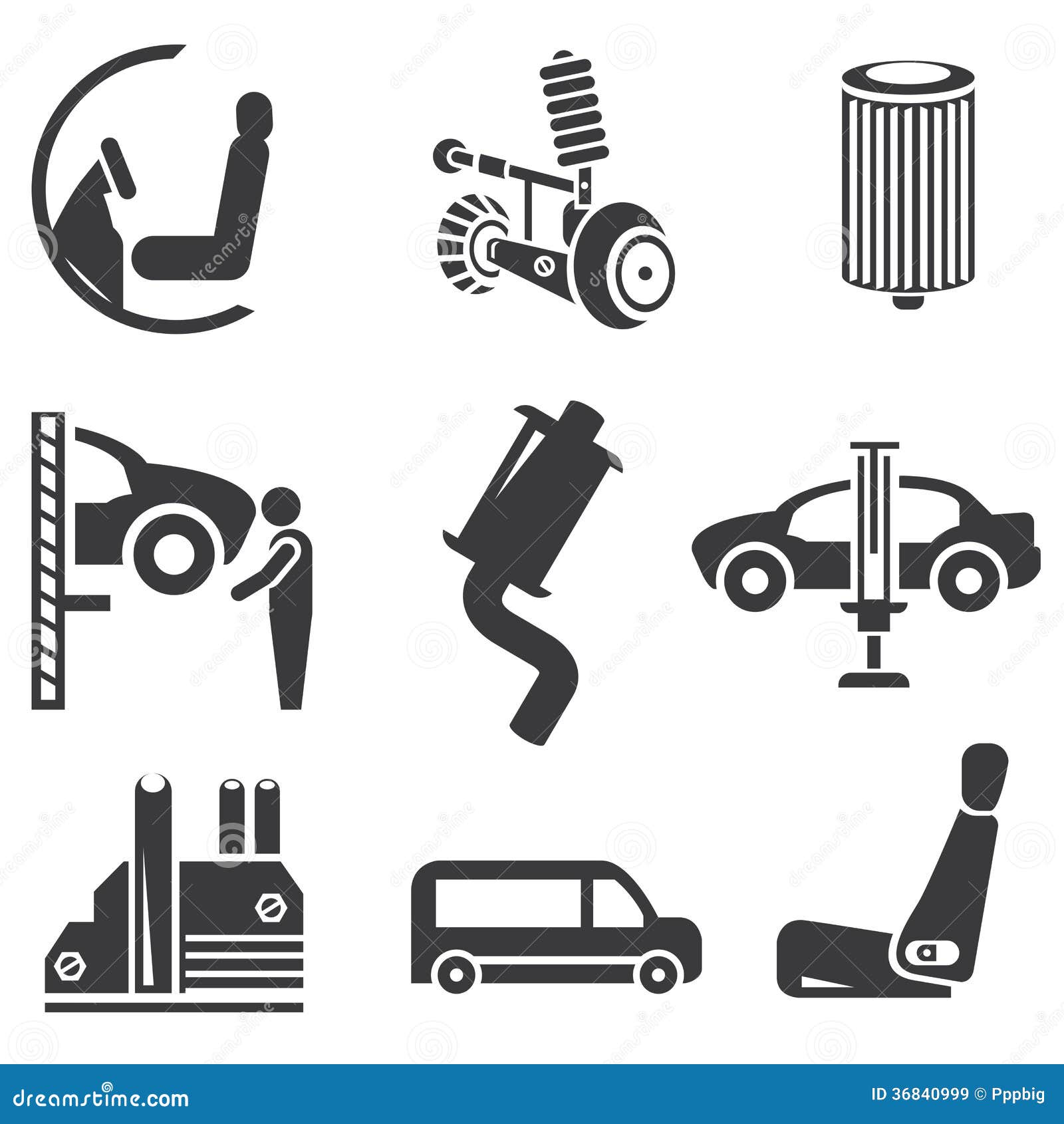 Iconos automotrices stock de ilustración. Ilustración de automotor ...