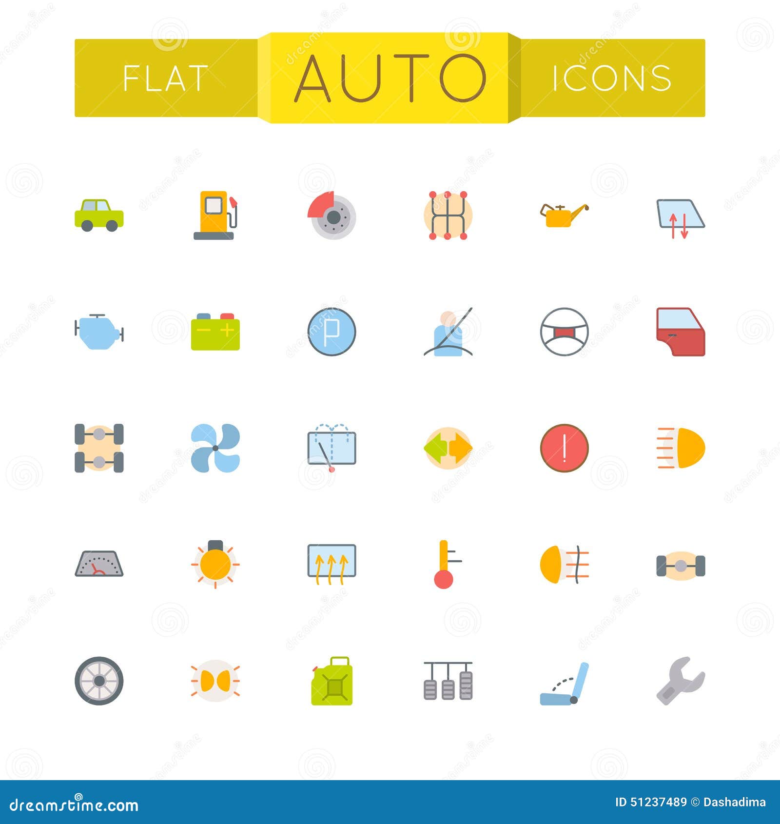 Iconos Autos Planos Del Vector Ilustración del Vector - Ilustración de ...