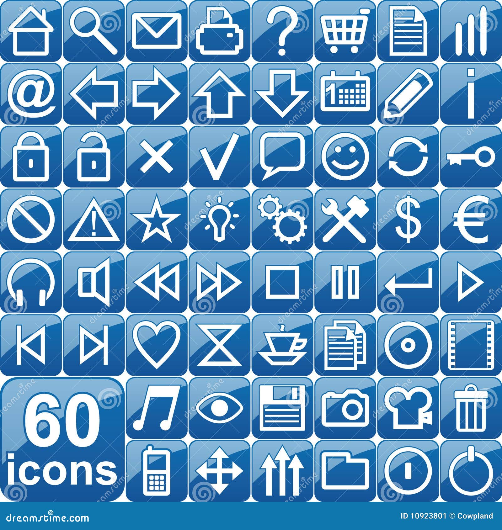 Iconos azules ilustración del vector. Ilustración de euro - 10923801