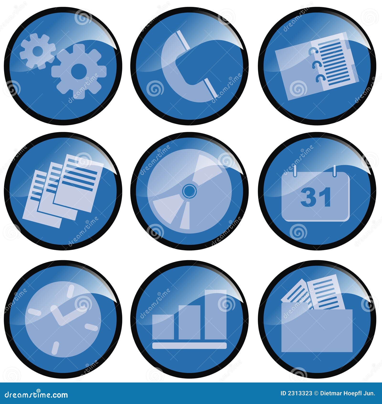 Iconos azules stock de ilustración. Ilustración de calandrista - 2313323