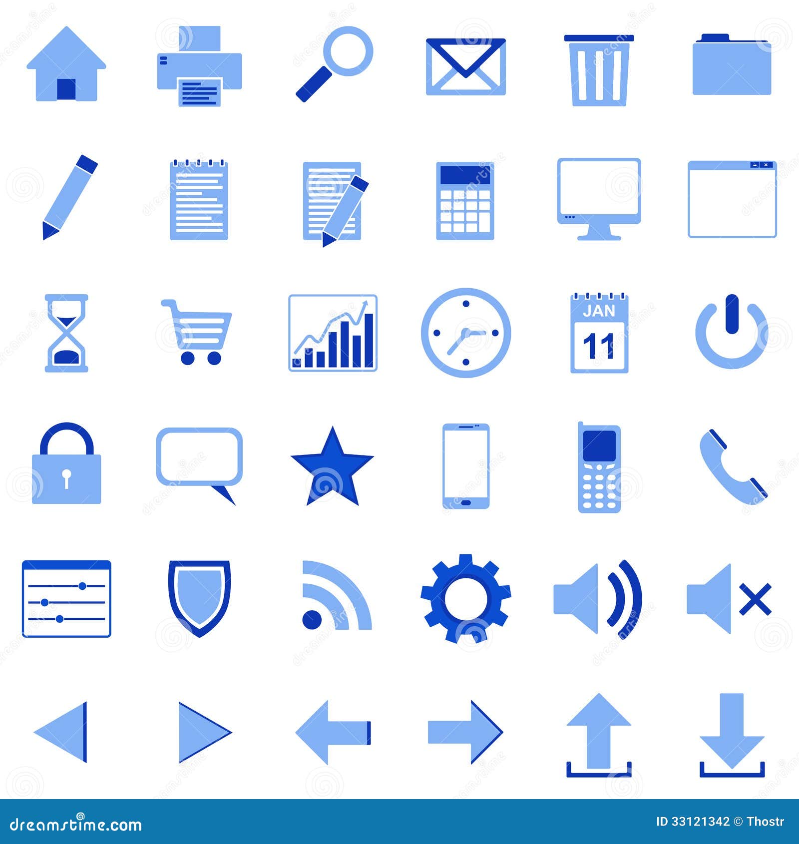 36 iconos azules stock de ilustración. Ilustración de fichero - 33121342