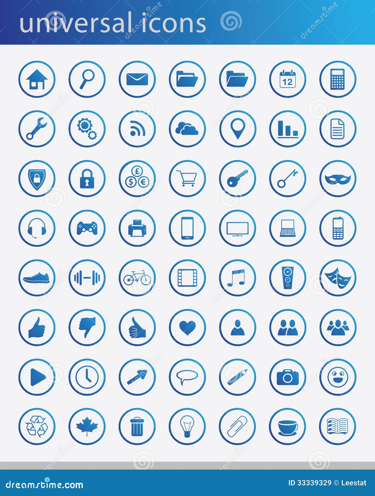 Iconos azules ilustración del vector. Ilustración de gente - 33339329