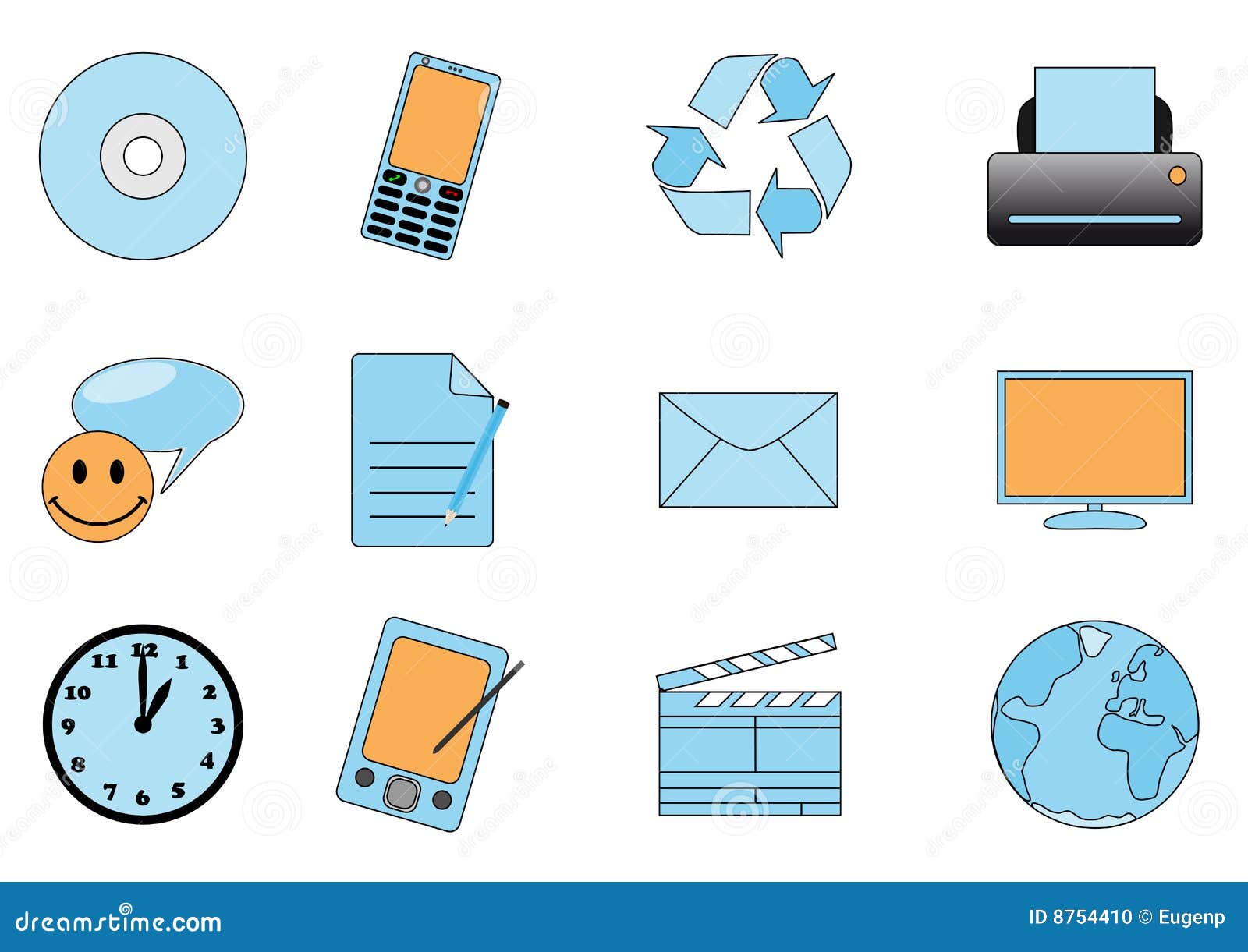 Iconos azules ilustración del vector. Ilustración de lista - 8754410