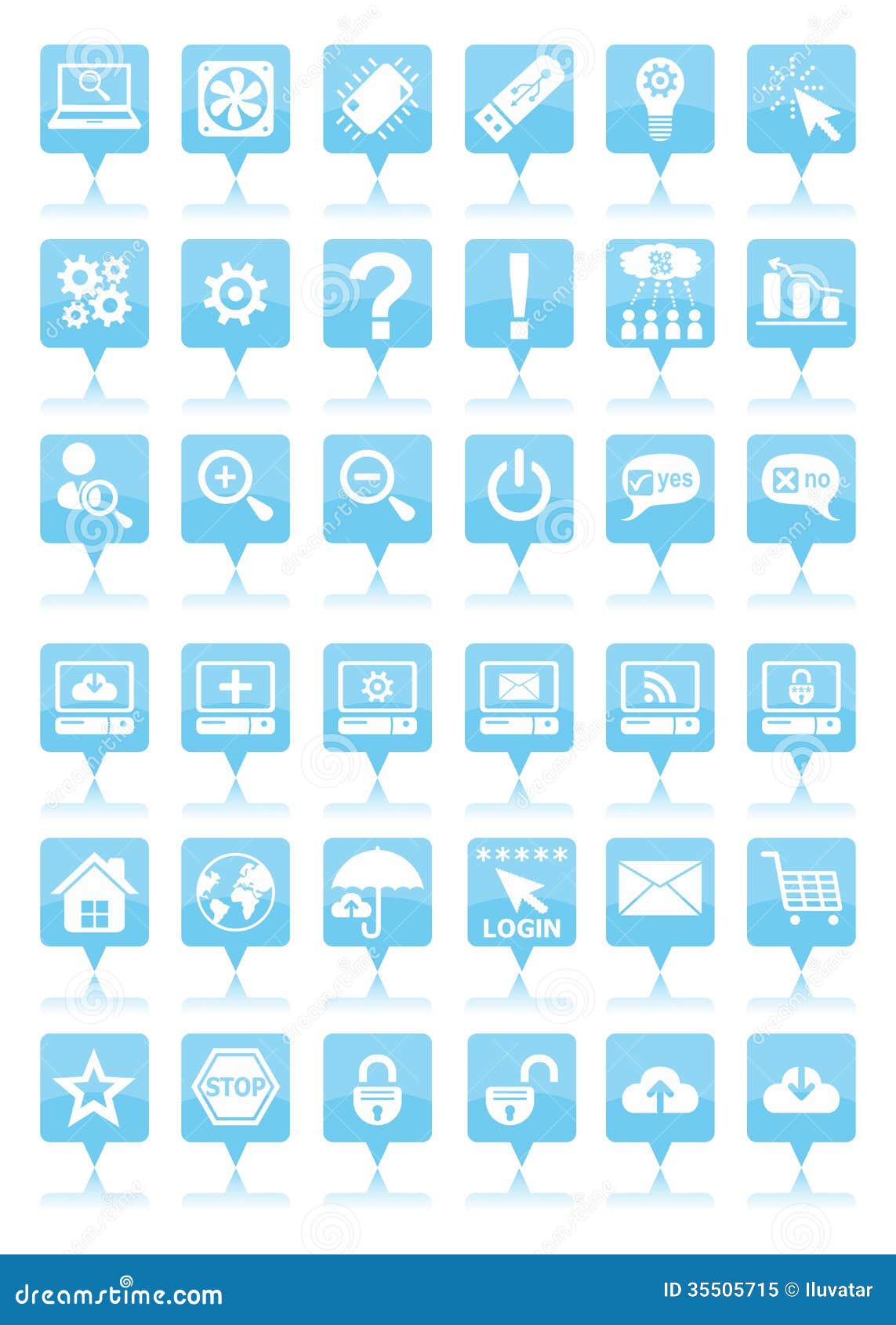 Iconos azules del web ilustración del vector. Ilustración de engranaje ...