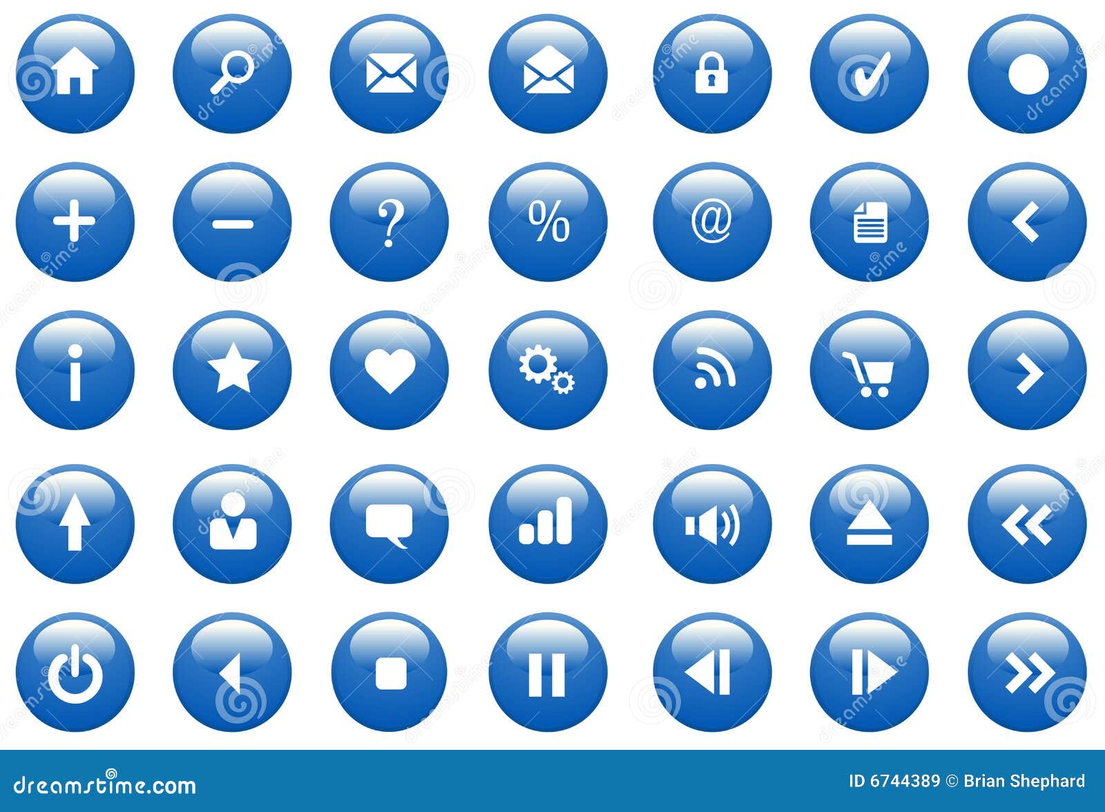 Iconos/botones Brillantes Azules Imagen de archivo editorial ...