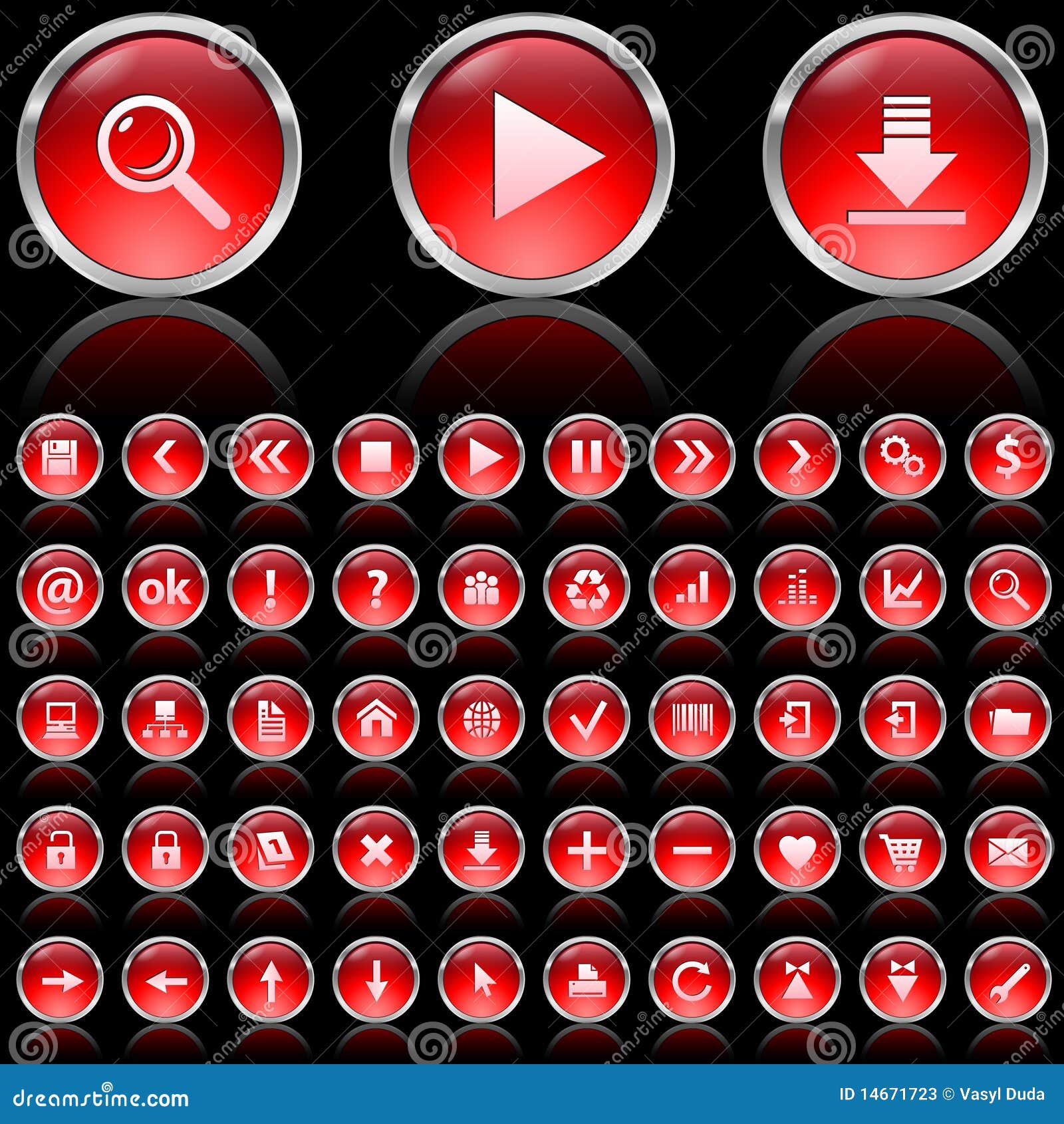 Iconos brillantes rojos ilustración del vector. Ilustración de ...