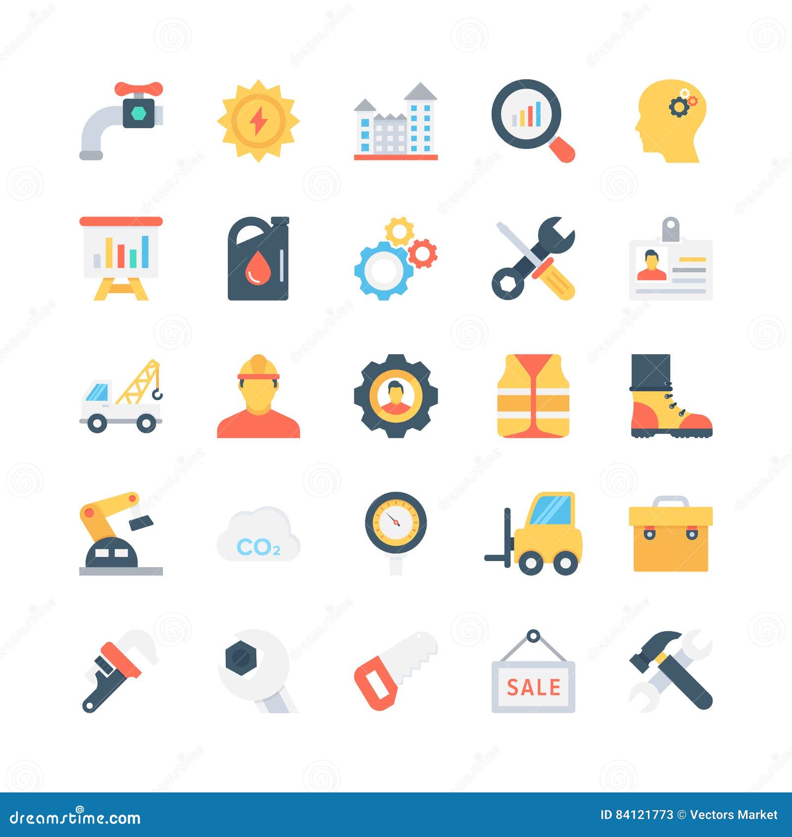 Iconos Coloreados Industriales 2 Del Vector Stock de ilustración ...
