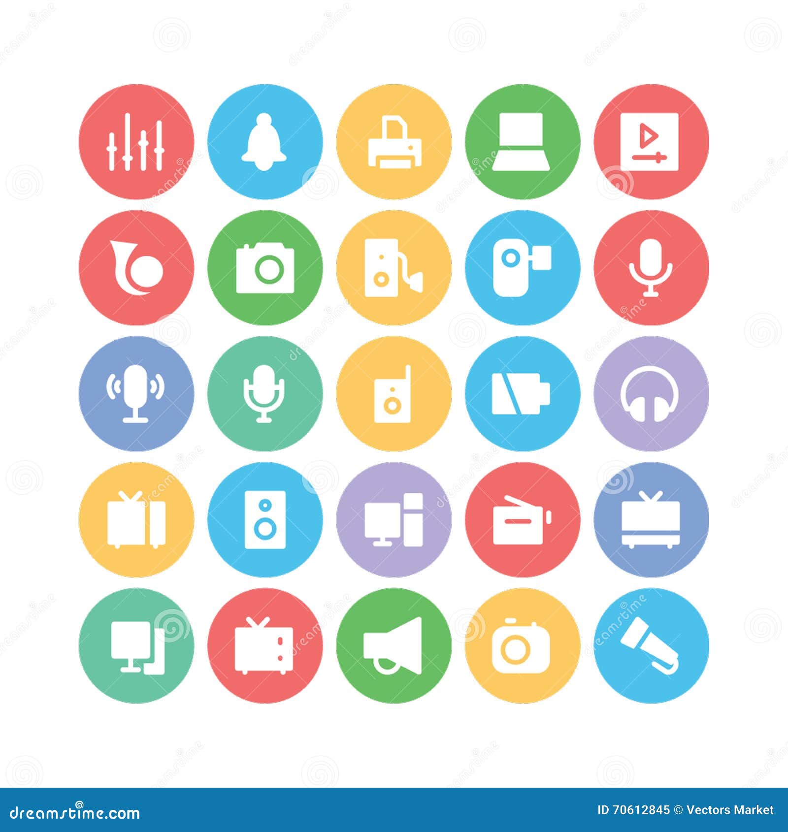 Iconos Coloreados Multimedias 4 Del Vector Stock de ilustración ...